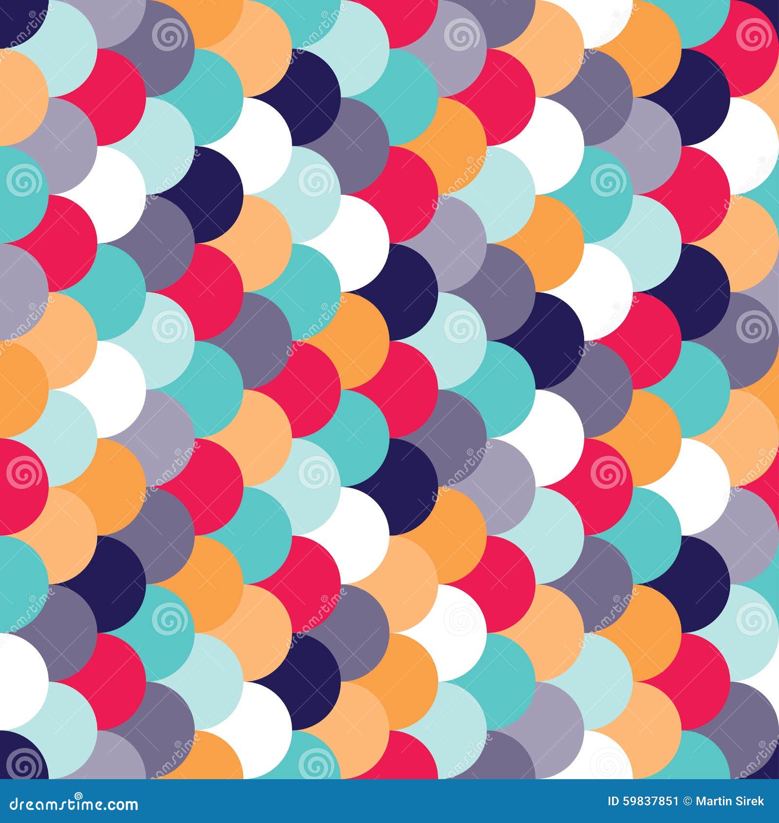 Vector Modern Seamless Colorful Geometry Pattern Overlapping Circles