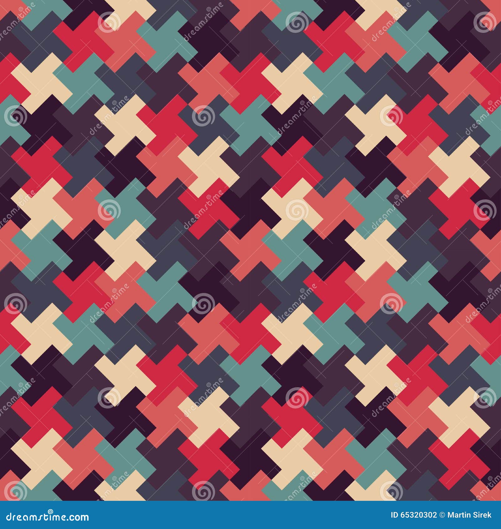 Vector Modern Seamless Colorful Geometry Puzzle Pattern Color Abstract