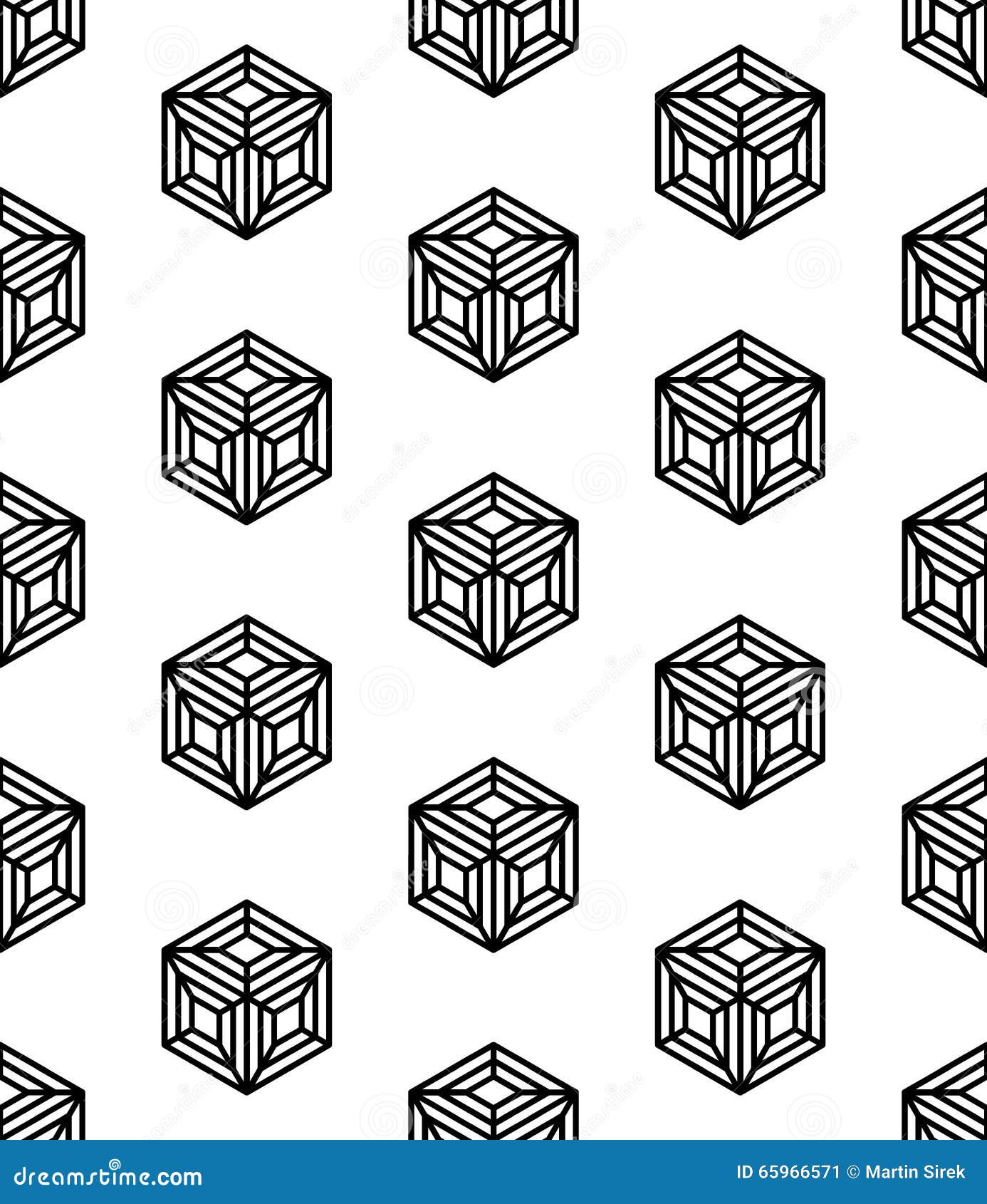 Vector Modern Seamless Geometry Pattern Cubes Black And White Abstract