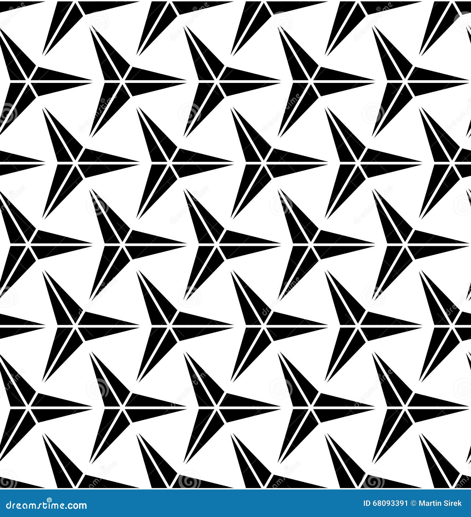 Vector Modern Seamless Geometry Pattern Three Point Star, Black and ...