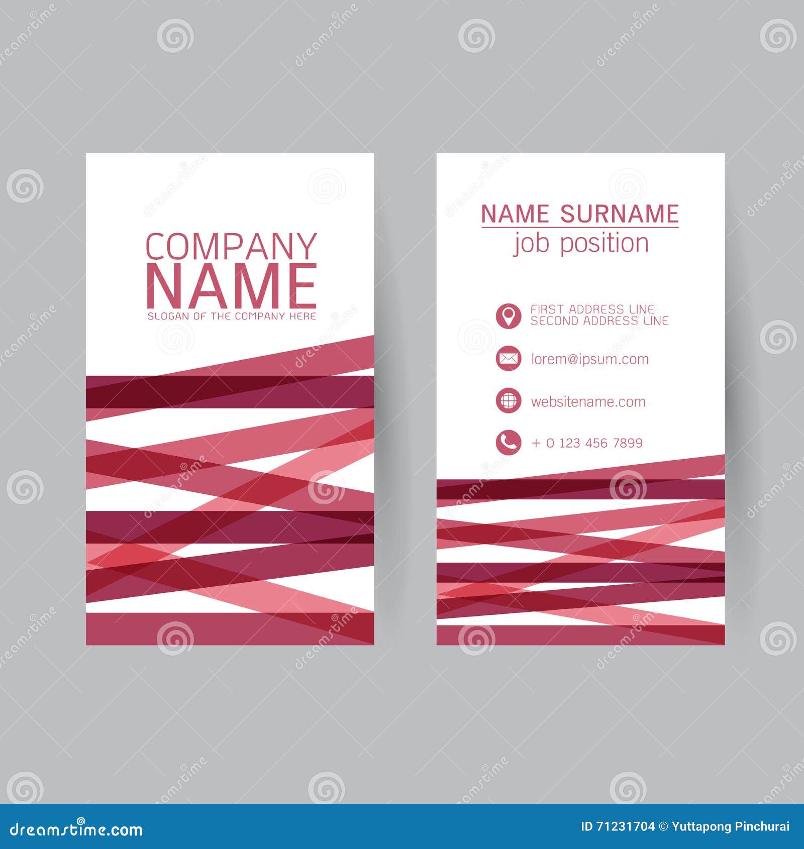 Vector Modern Simple Light Business Card Template with Flat User Stock ...