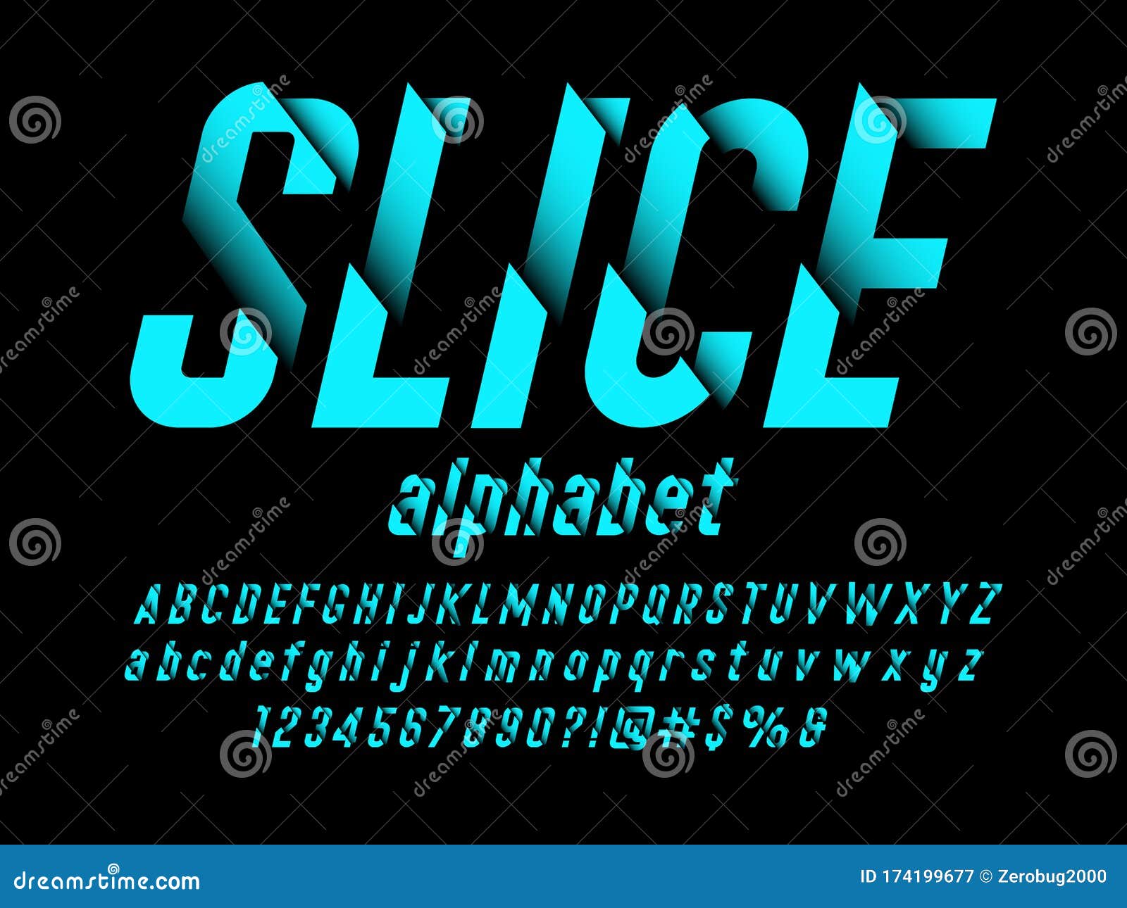 Sliced font stock vector. Illustration of style, shredded - 174199677