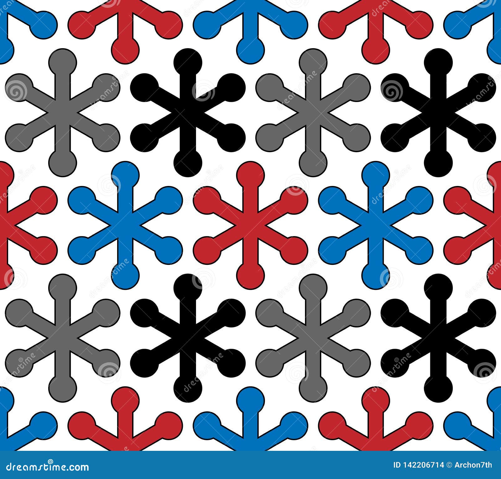 Vector Modern Snowflake Seamless Pattern. Repeating Texture Geometric ...