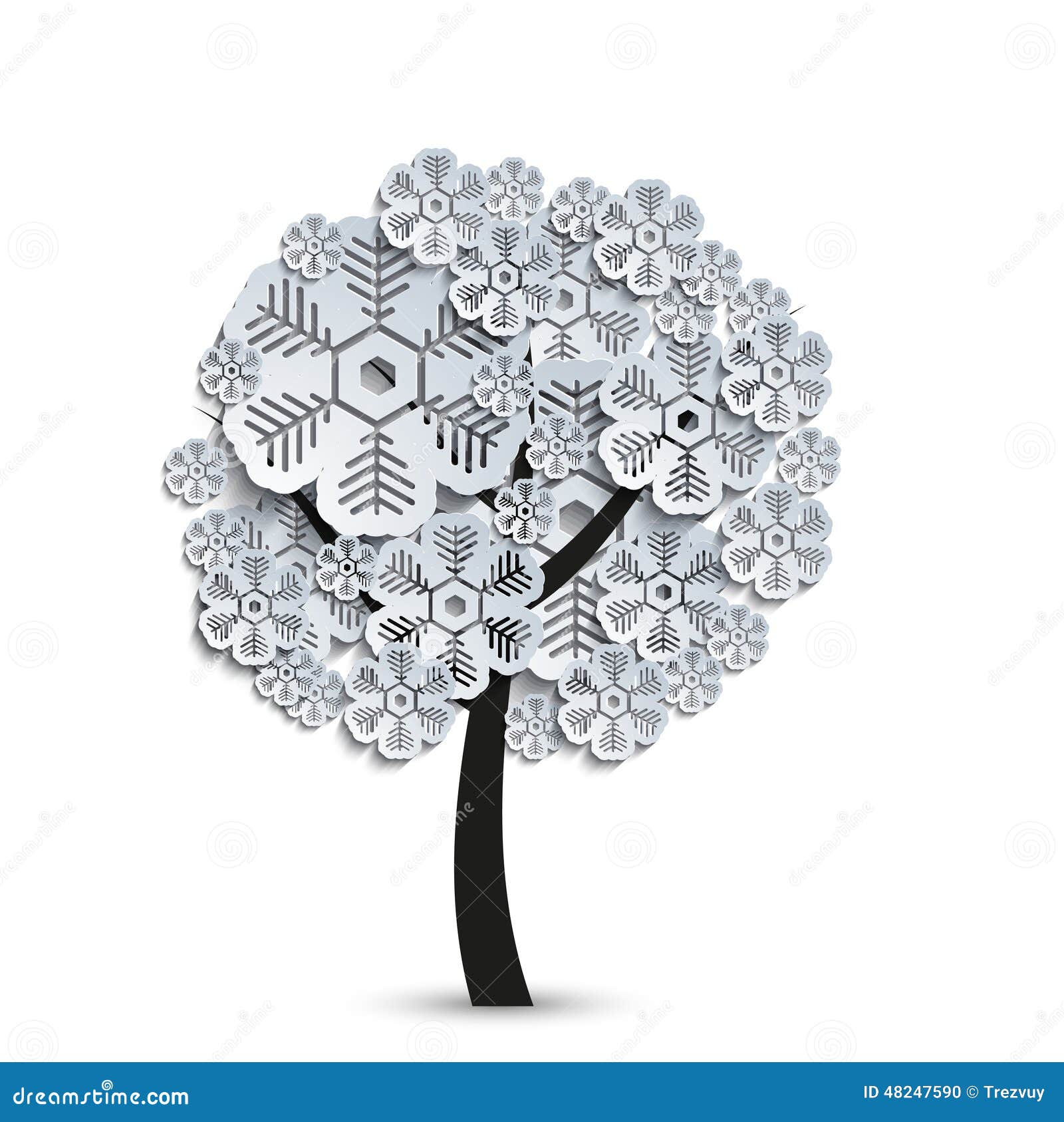 Vector Modern Snowflakes Tree Stock Vector - Illustration of nature ...