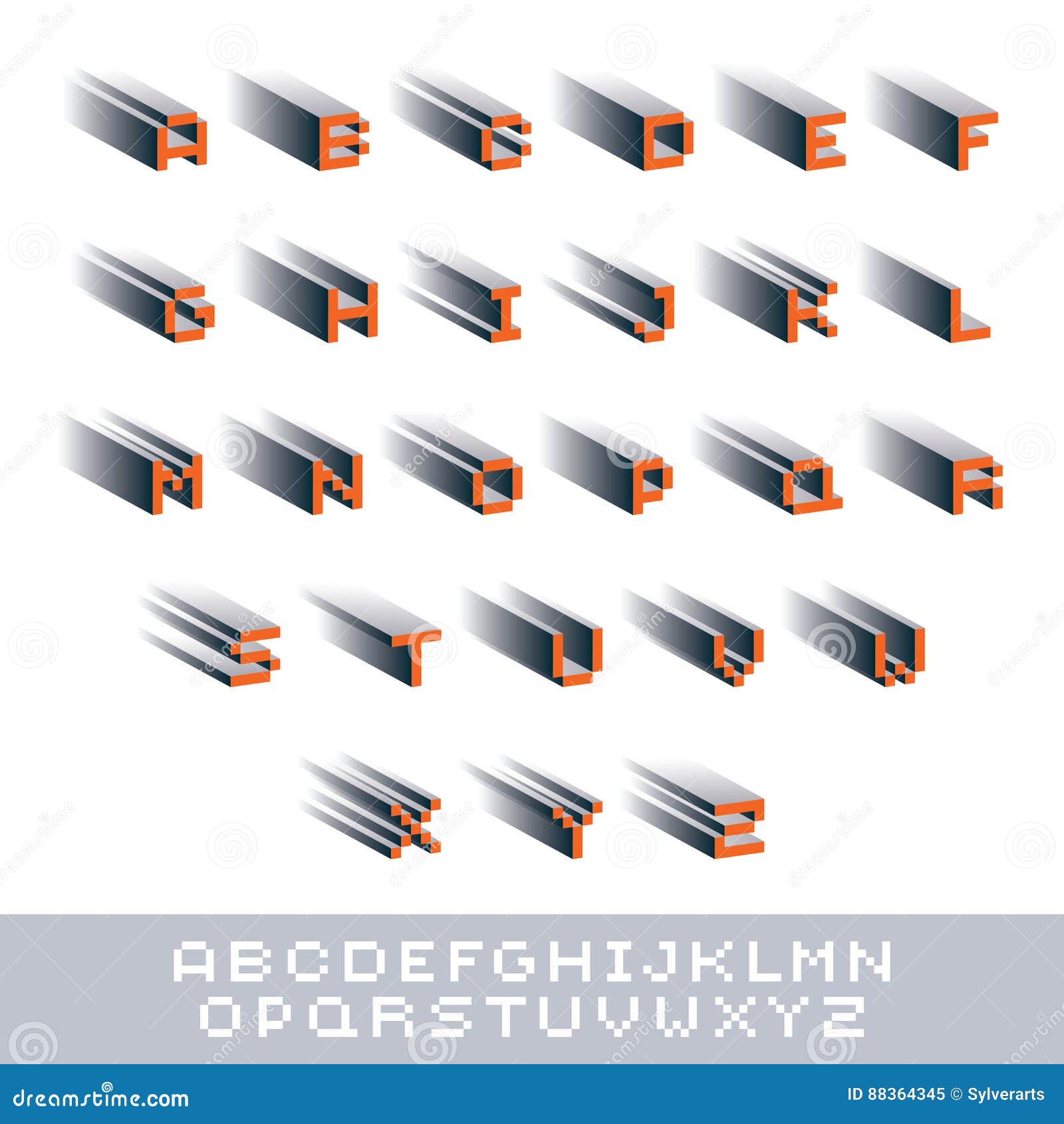 Vector Modern Tech Alphabet Letters Set. Geometric Pixilated Stock ...