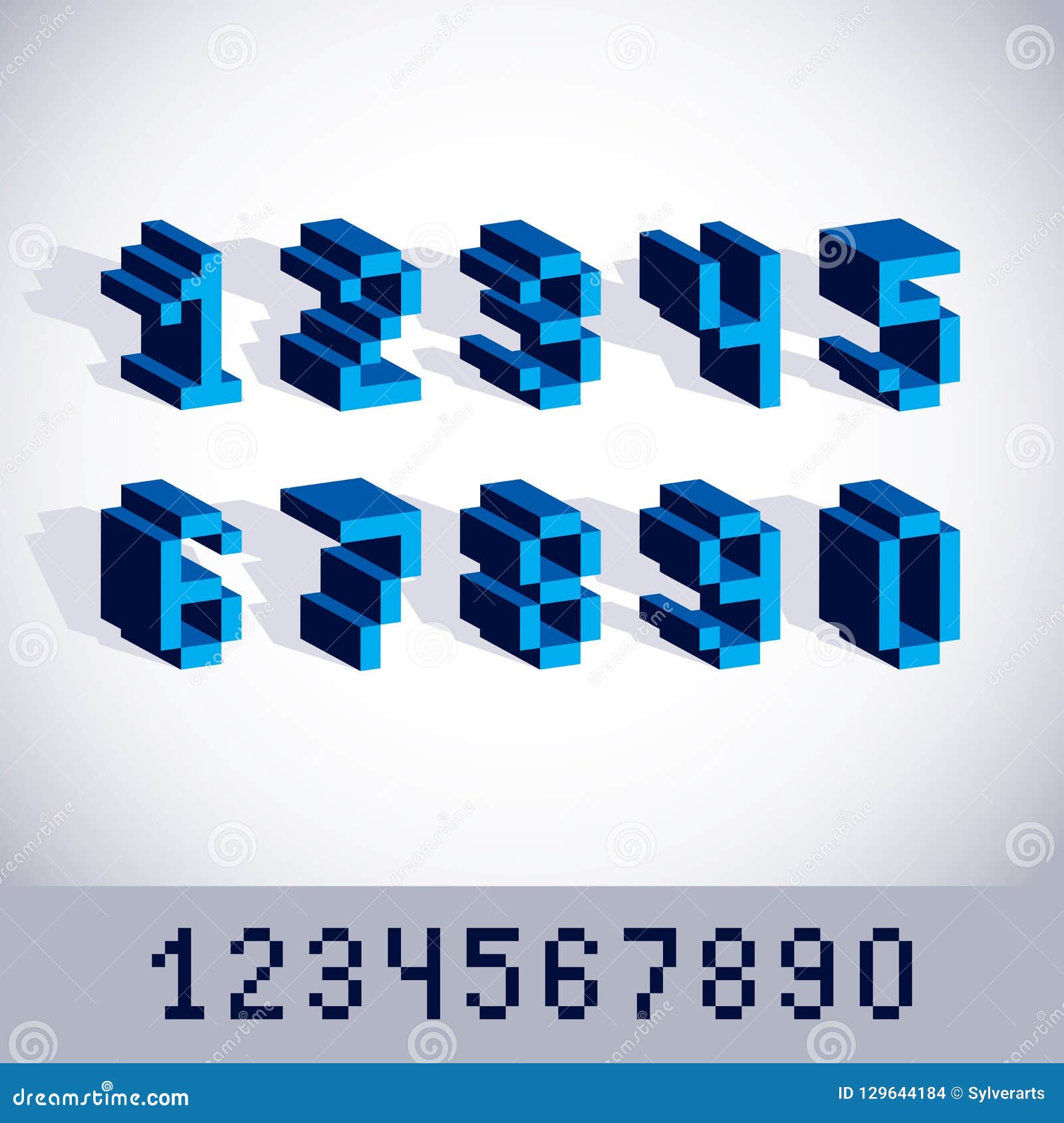 Vector Modern Tech Whole Numbers Set. Geometric Pixilated Digits Stock ...