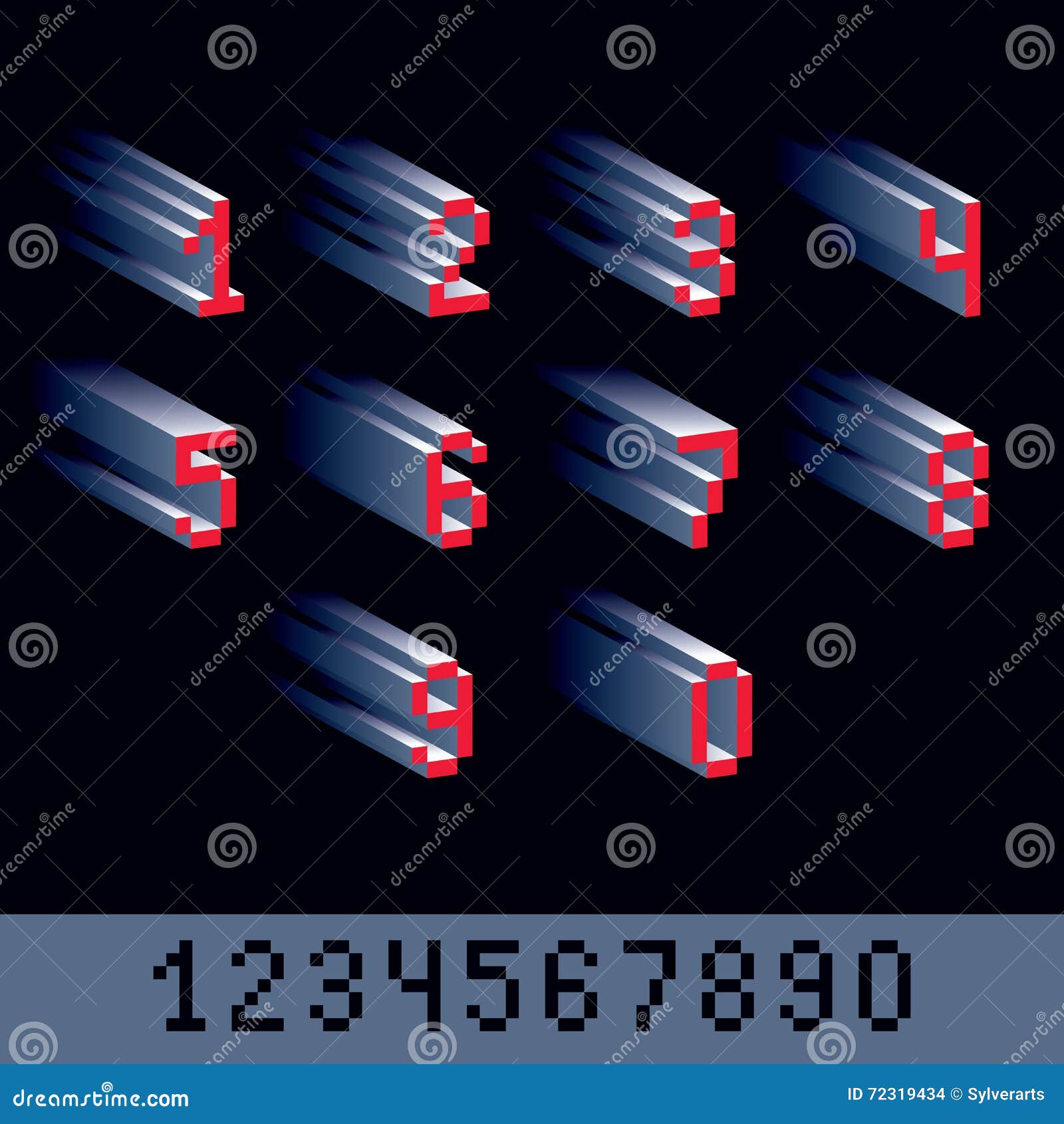 Vector Modern Tech Whole Numbers Set. Geometric Pixilated Digits Stock ...