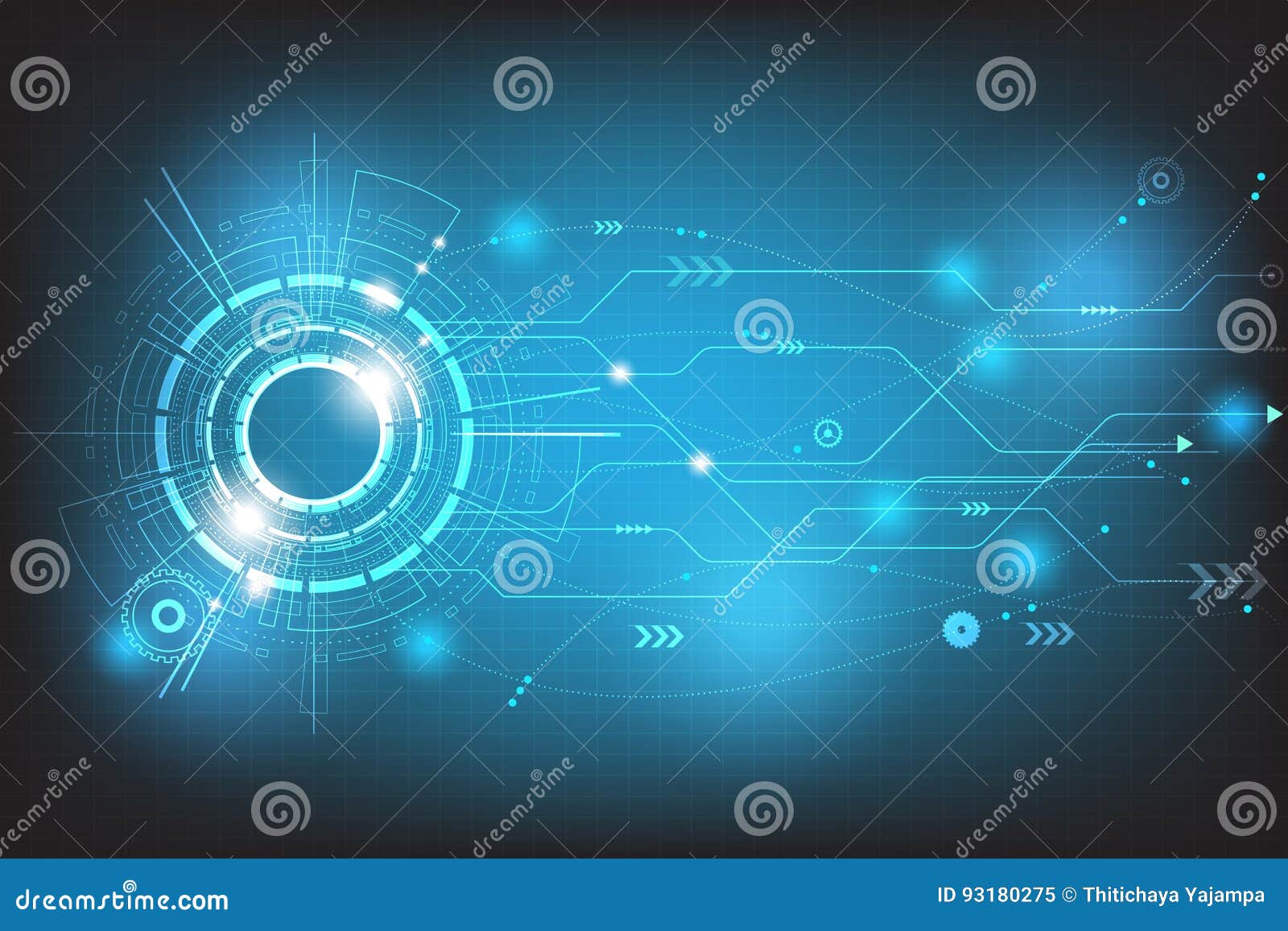 Vector Modern Technology Circle on Blue Background. Stock Vector ...