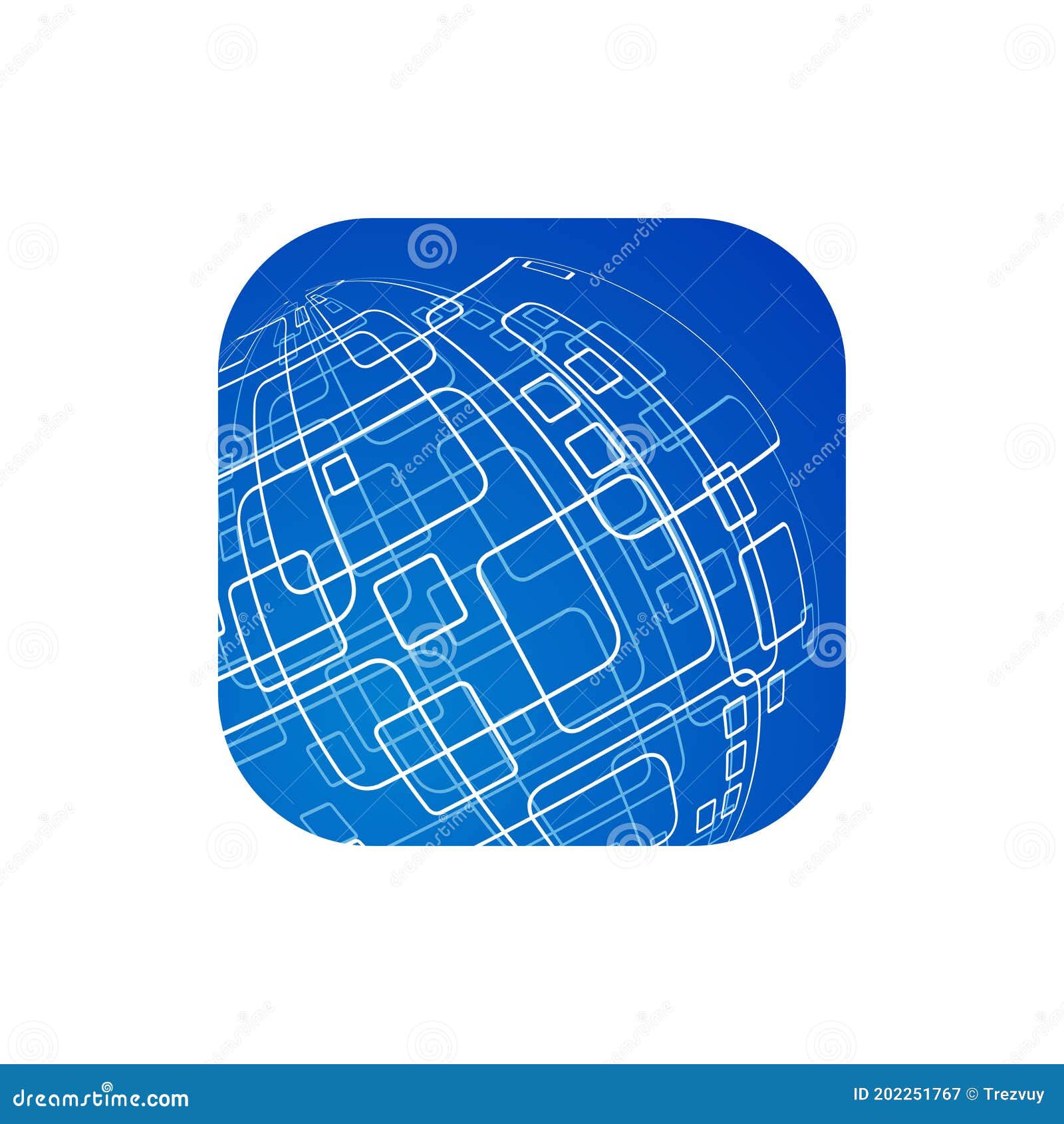 Vector Modern Techology Icon on White Background. Global World Backdrop ...