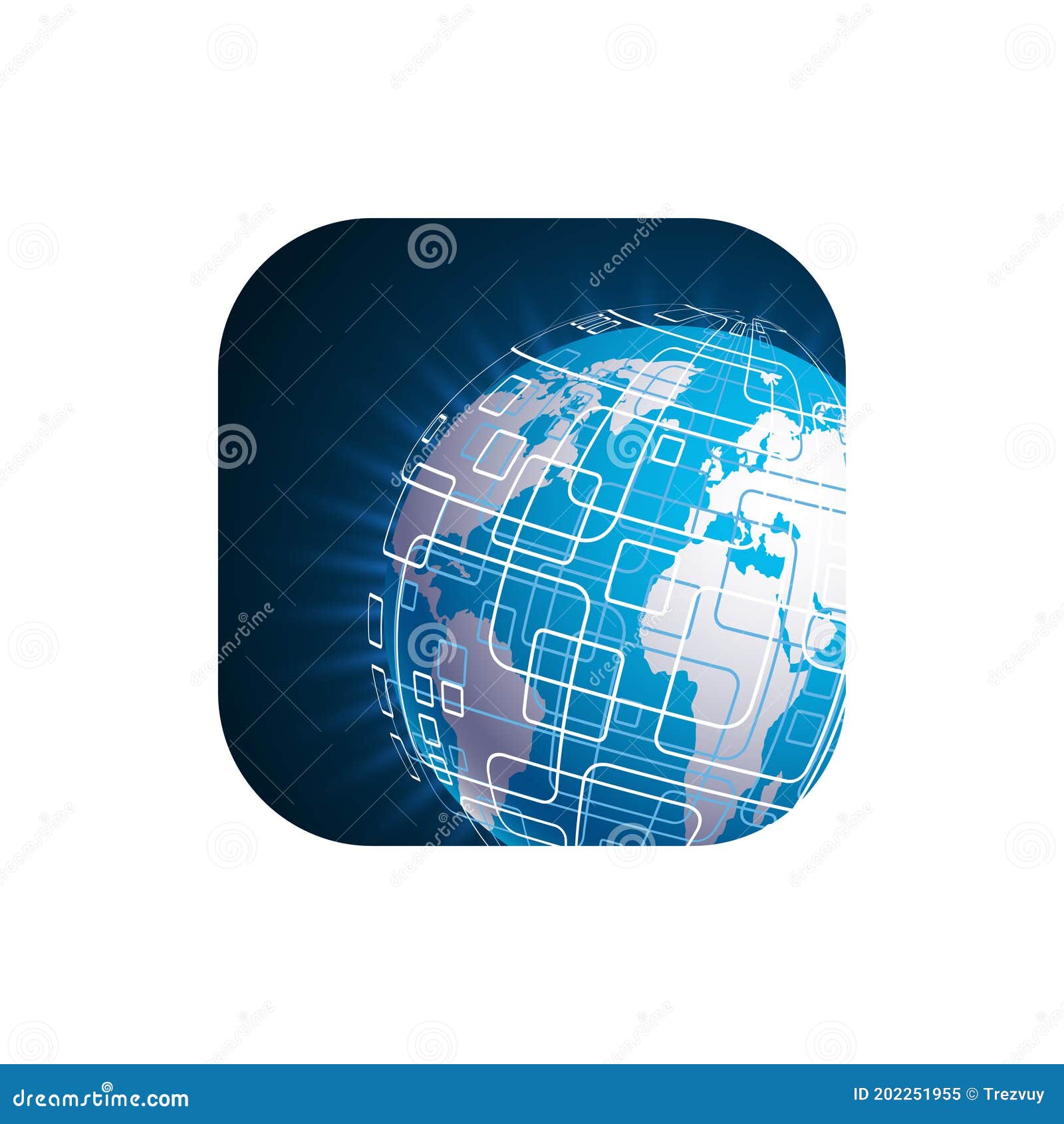Vector Modern Techology Icon on White Background. Global World Backdrop ...