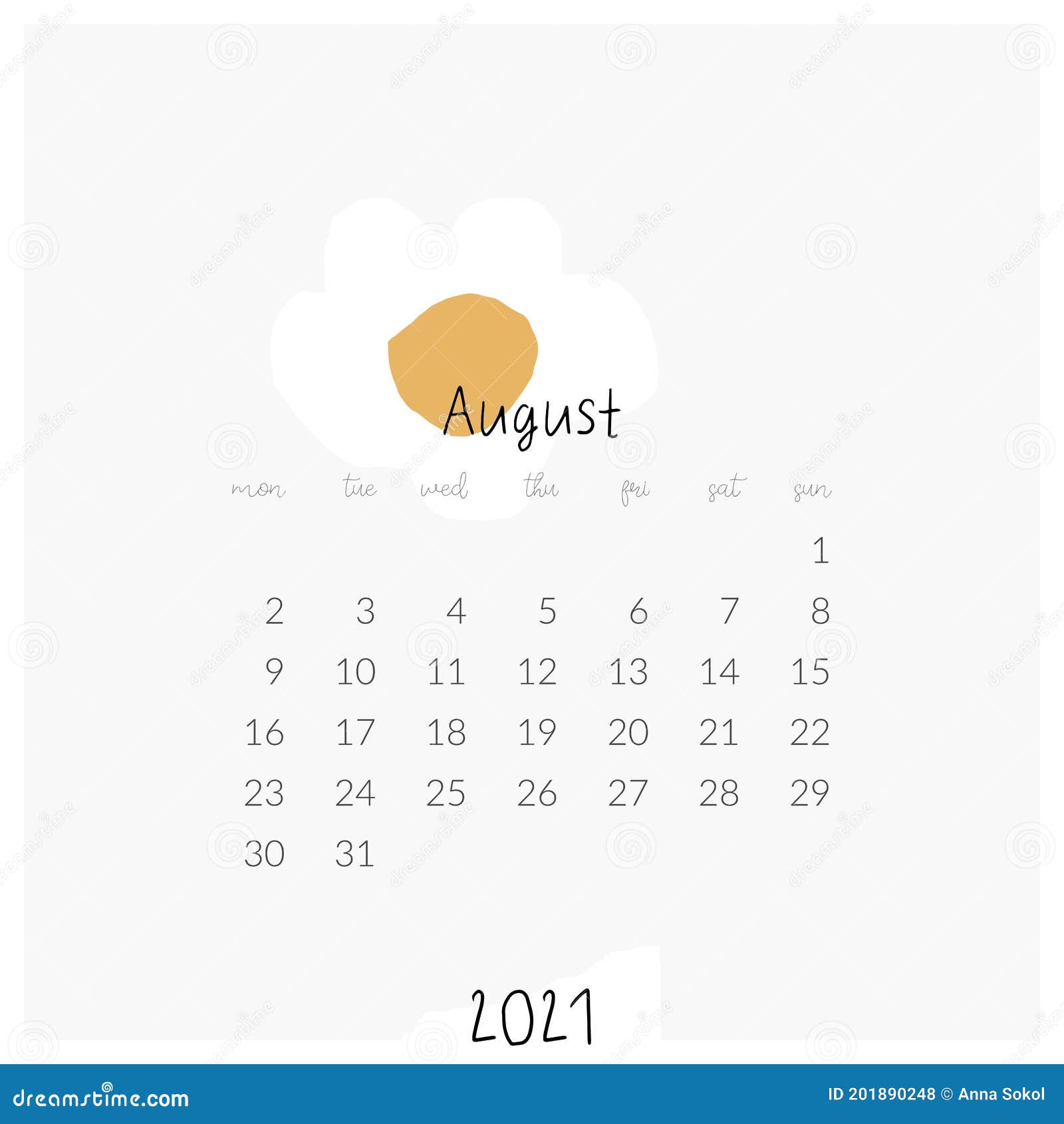 Vector Modern Template Printable 2021 Calendar Page Separate Month ...