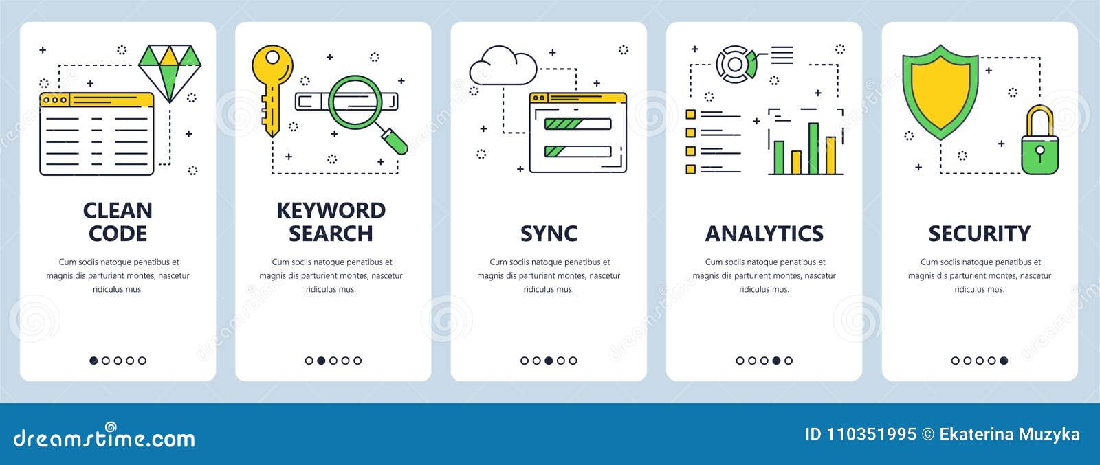 Vector Modern Thin Line Clean Code Concept Web Banner Set Stock Vector ...