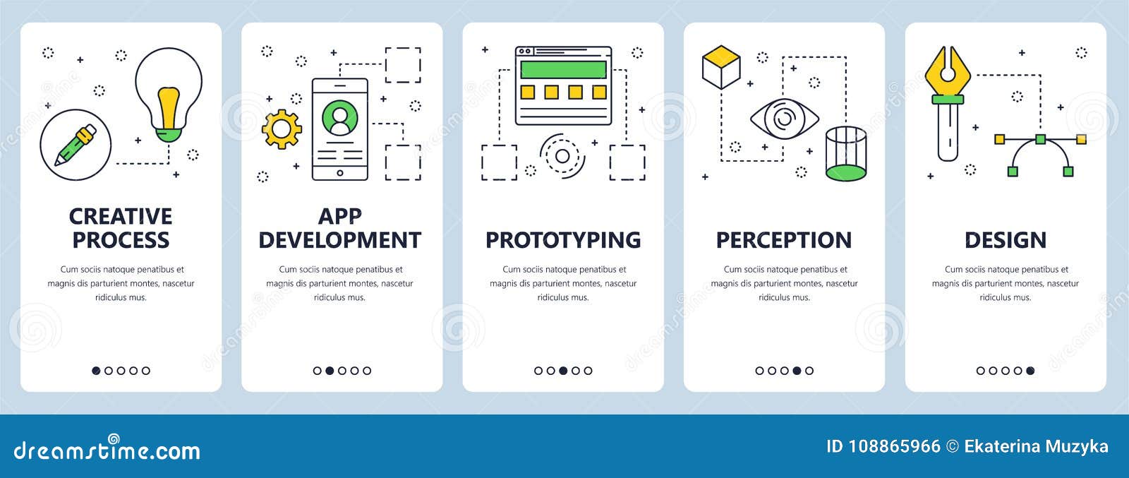 Vector Modern Thin Line Creative Process Concept Web Banner Set Stock ...