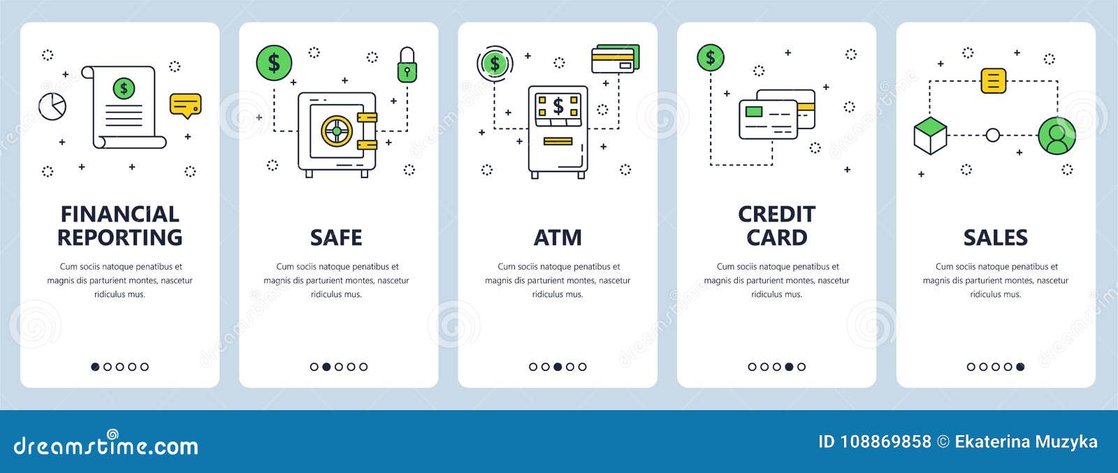 Vector Modern Thin Line Financial Reporting Concept Web Banner Set ...