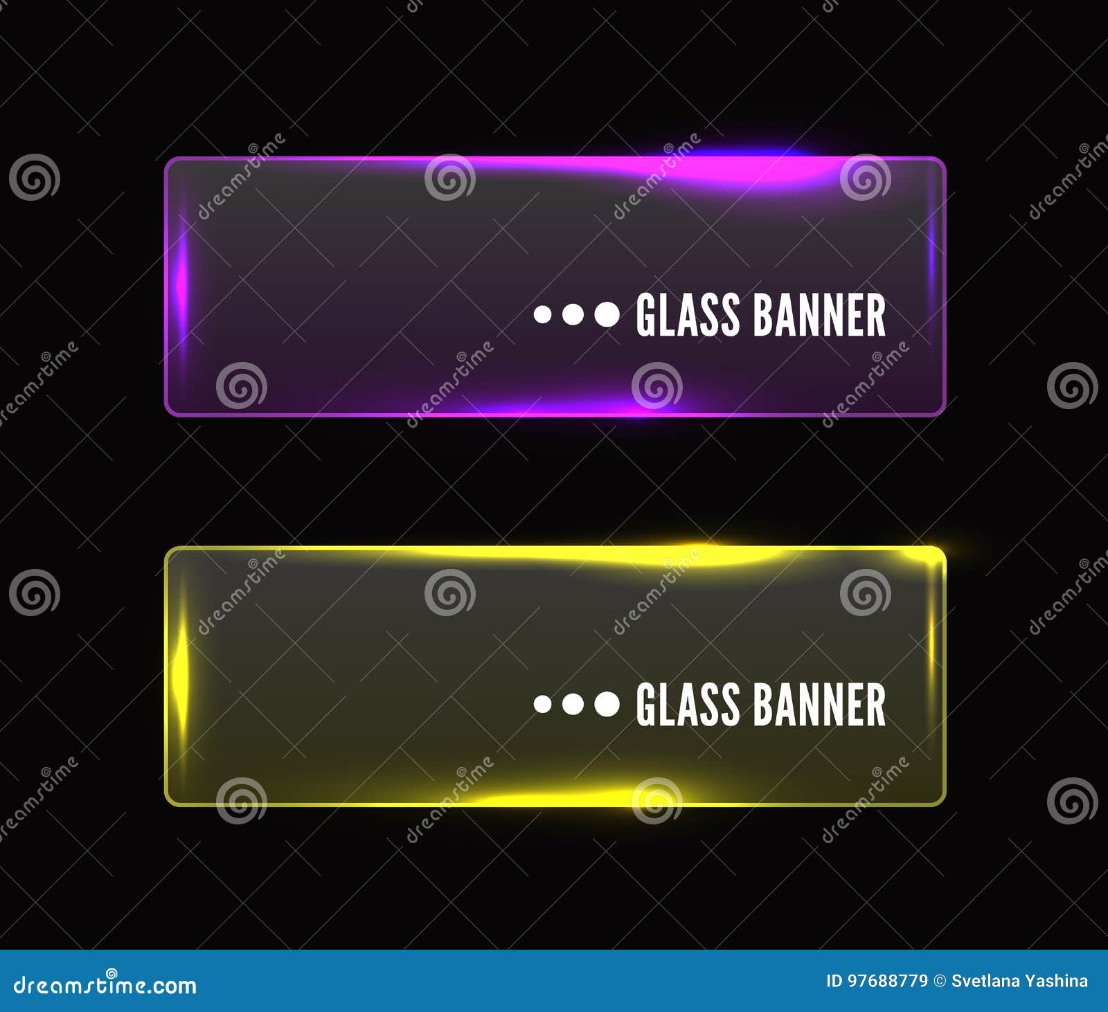 Vector Modern Transparent Glass Banner Set Stock Vector - Illustration ...