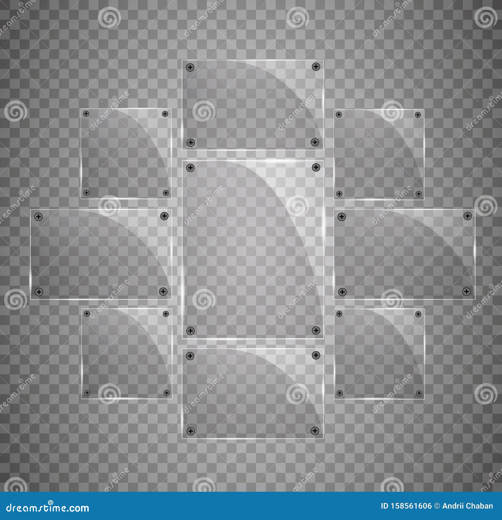 Vector Modern Transparent Glass Plates Set on Transparent Background ...