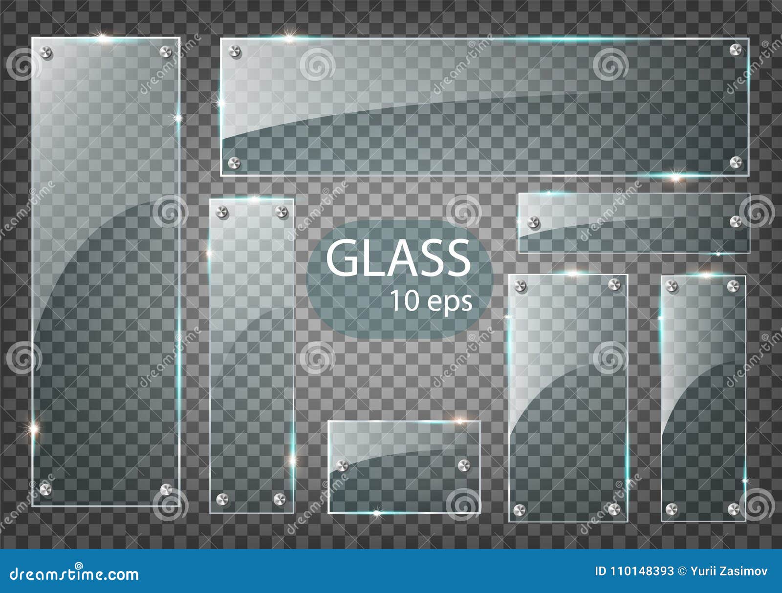 Vector Modern Transparent Glass Plates Set on Sample Background. Eps10 ...