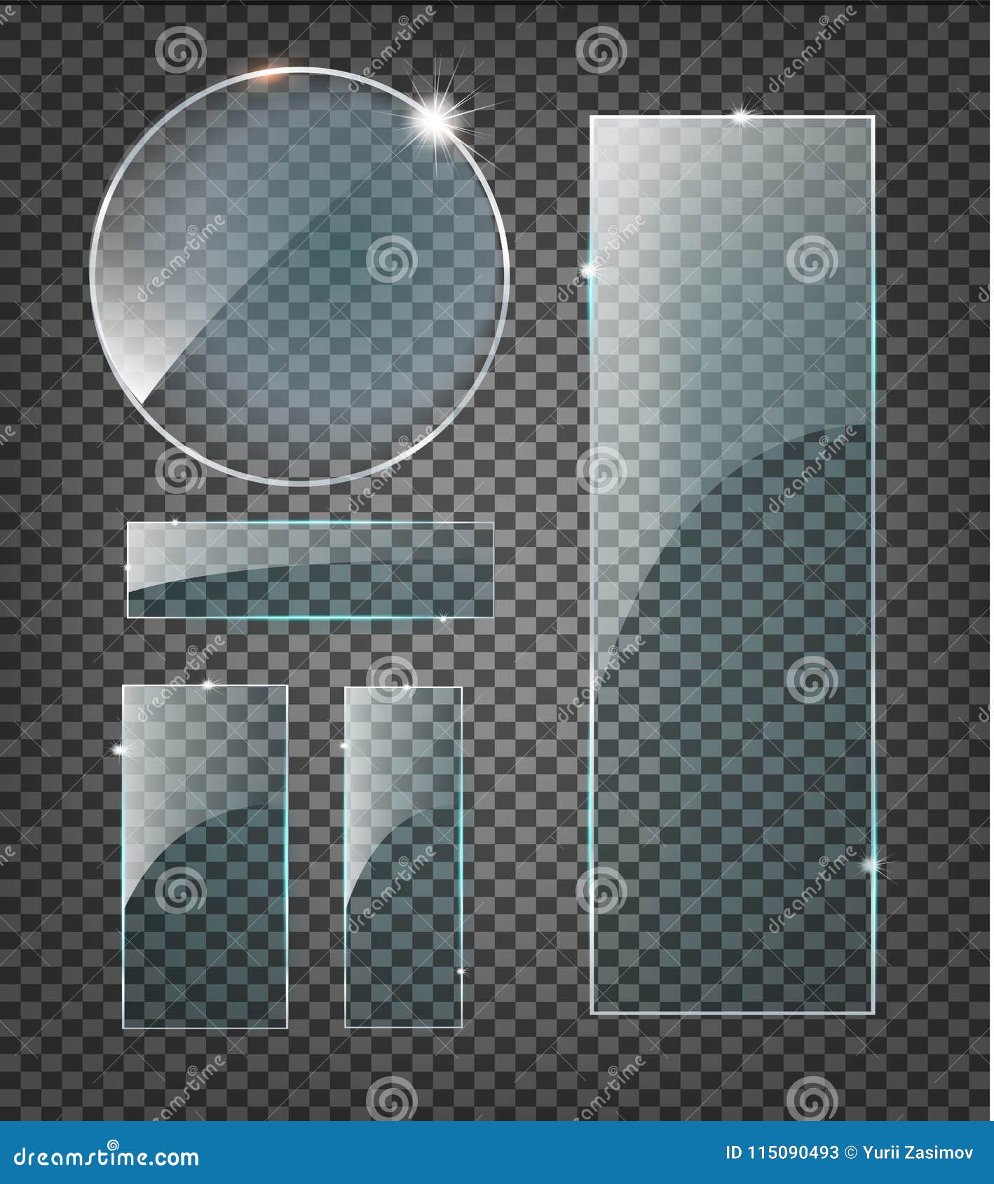 Vector Modern Transparent Glass Plates Set on Sample Background. Eps10 ...