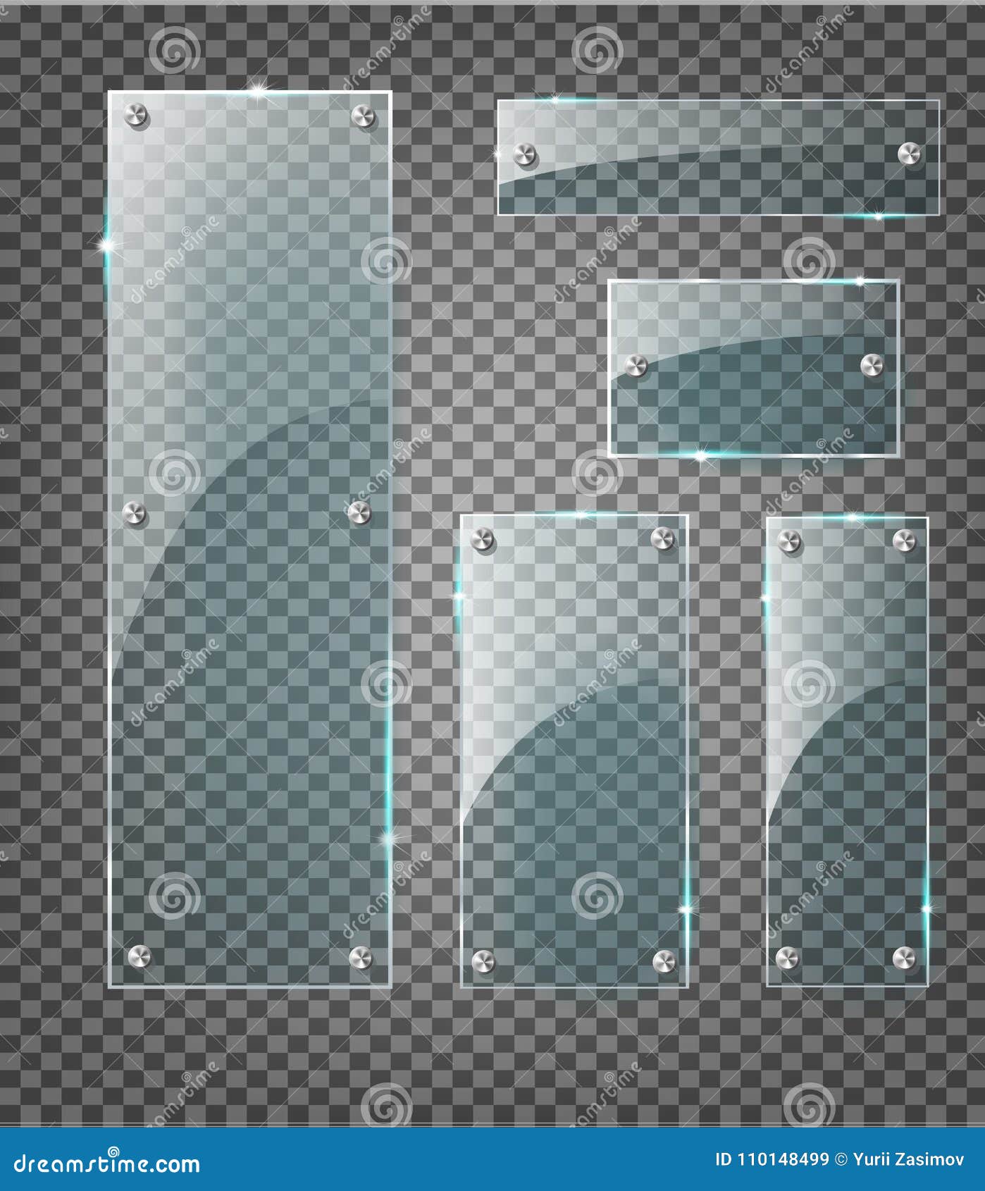Vector Modern Transparent Glass Plates Set on Sample Background. Stock ...