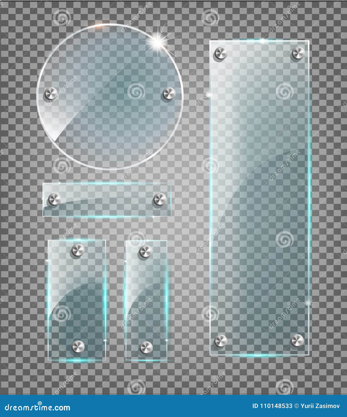 Vector Modern Transparent Glass Plates Set on Sample Background. Stock ...