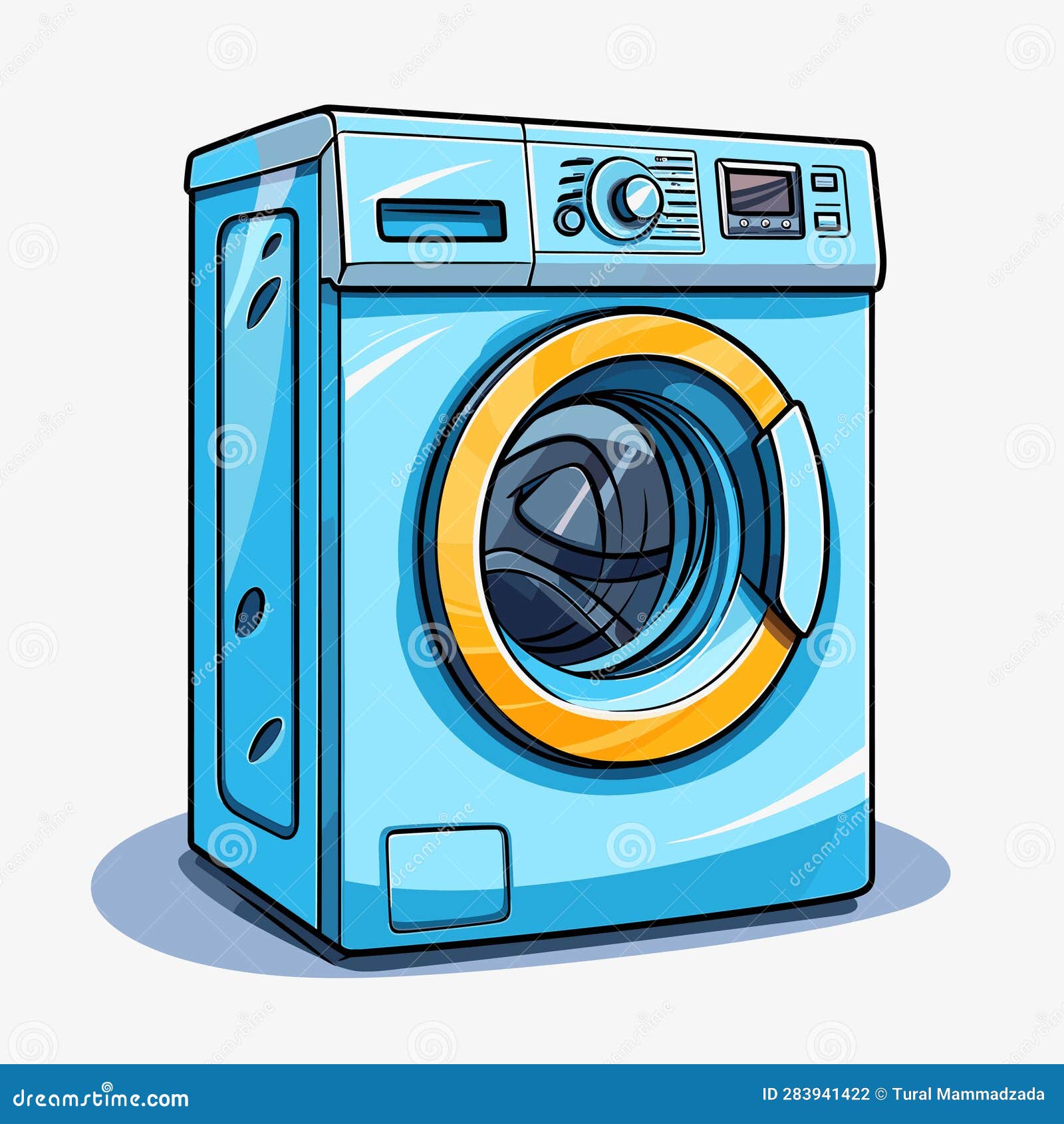 Vector of a Modern Washing Machine with a Vibrant Blue Color and a ...