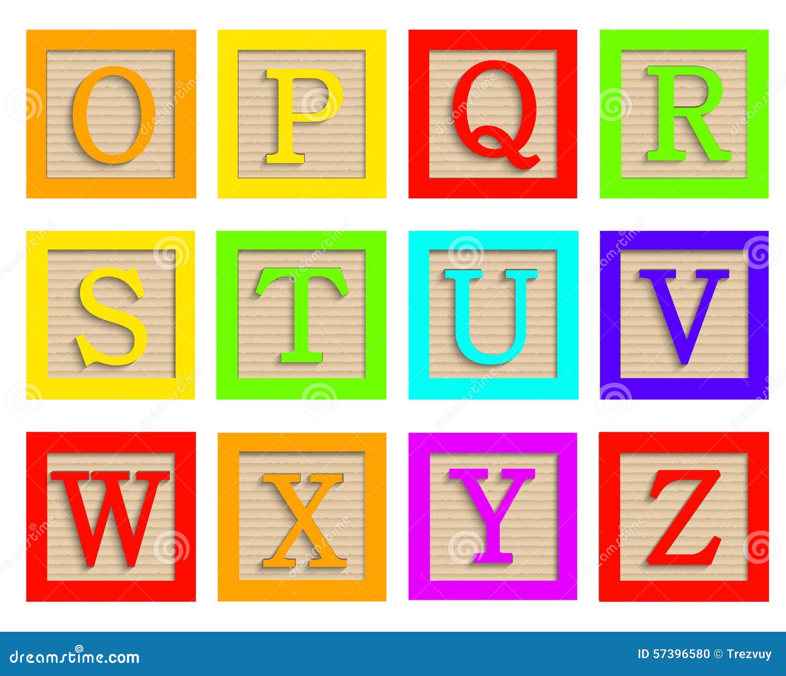 Vector Modern Wooden Alphabet Blocks Set Stock Vector - Illustration of ...