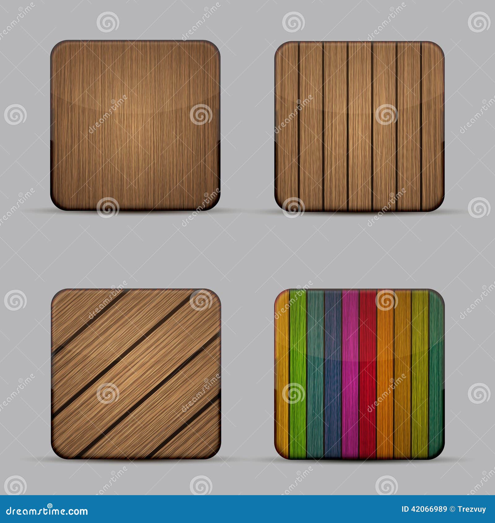 Set Of Wooden Icons, Wood Figurines Cartoon Vector | CartoonDealer.com ...