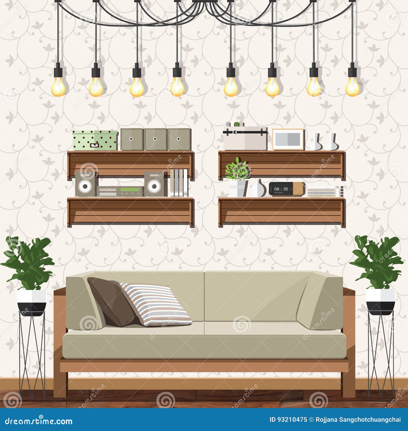 Vector Moderno De La Sala De Estar Ilustración del Vector - Ilustración ...