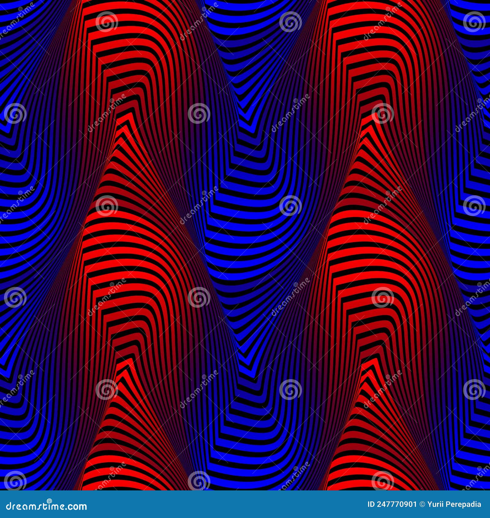 Vector Moire Seamless Pattern of Red Blue Gradient Stripes on Black ...