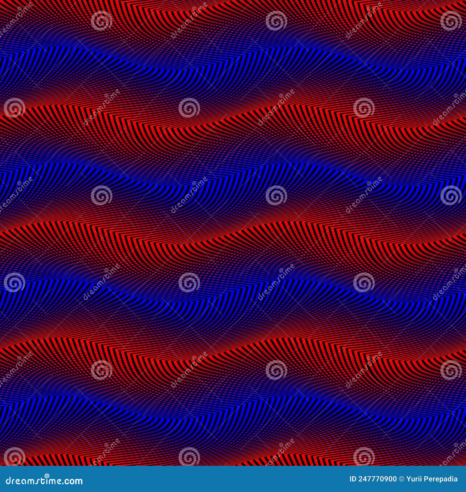 Vector Moire Seamless Pattern Of Thin Red And Blue Lines. Abstract ...