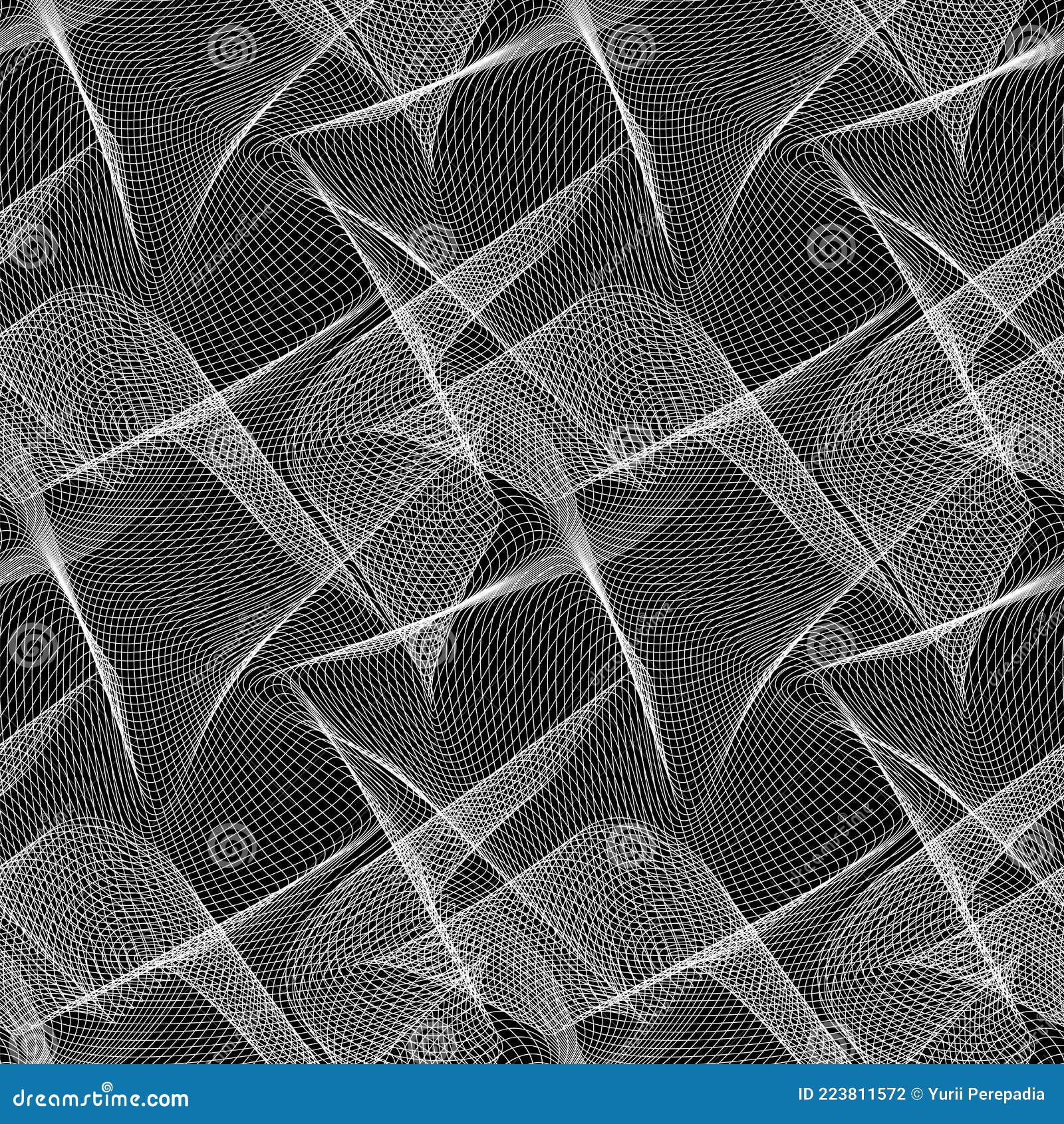 Vector Moire Seamless Pattern of Thin White Lines. Abstract Black White ...