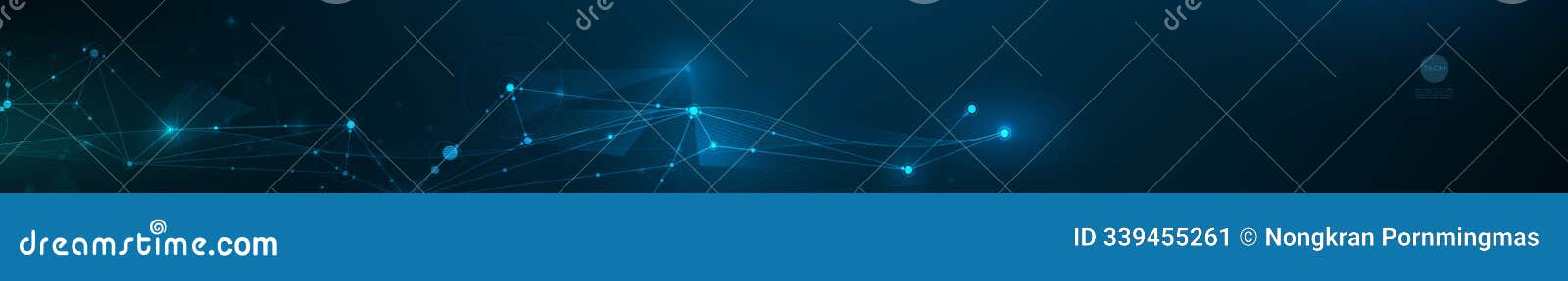 Vector Molecule Network Connected Lines With Dots Technology On Blue