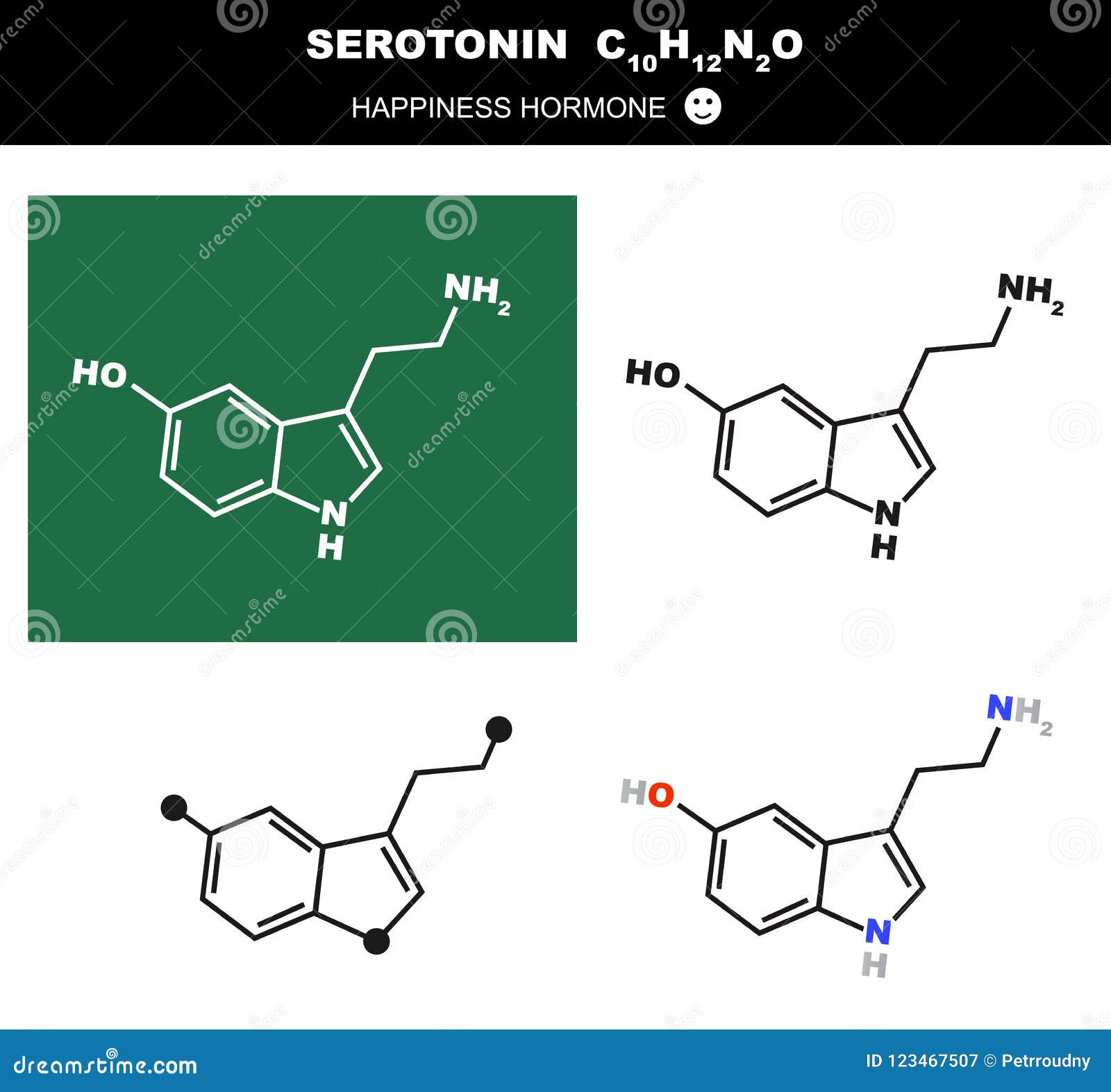 Vector Molecule of Serotonin Stock Vector - Illustration of concept ...