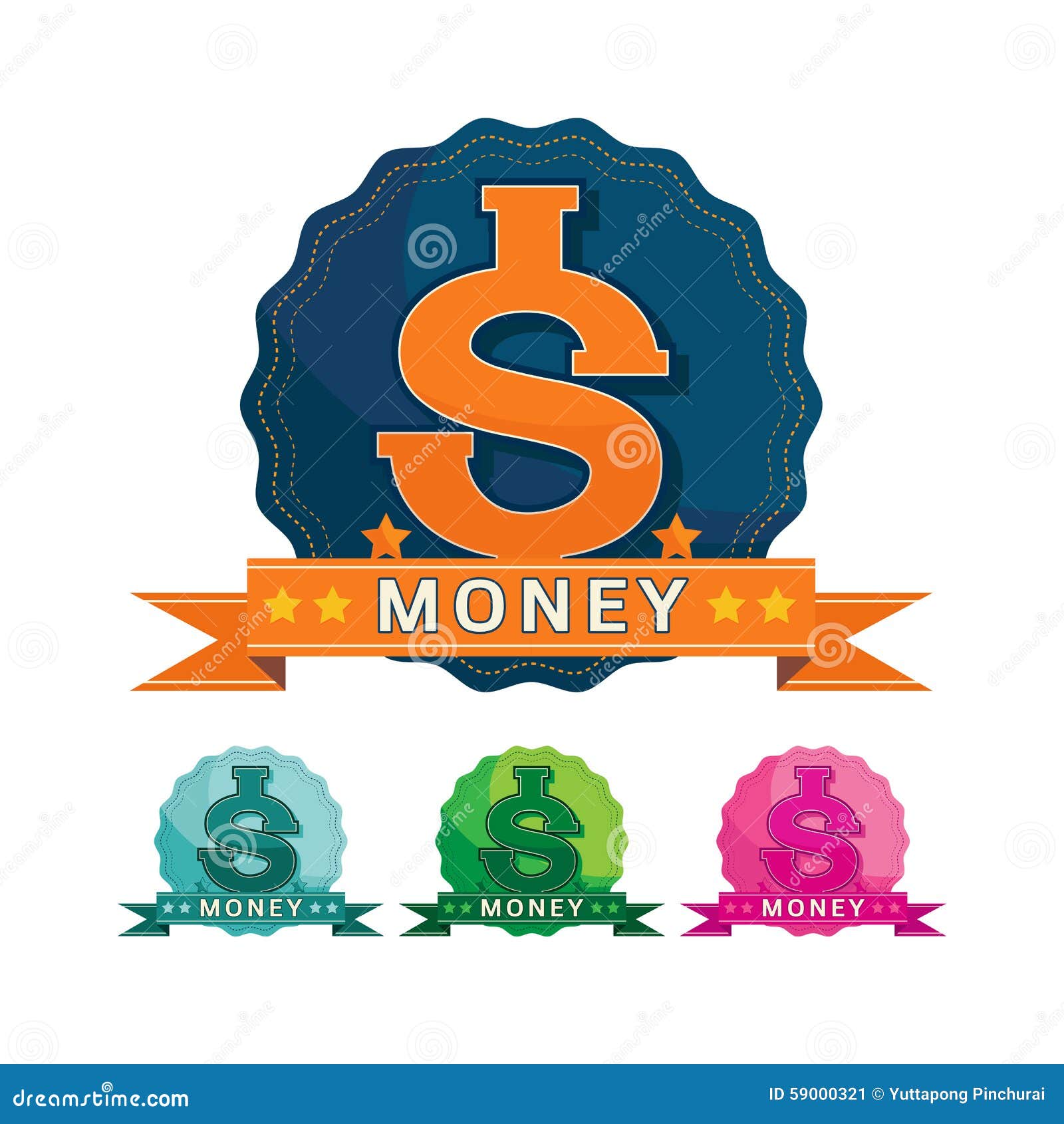Vector Money Back Badge in Flat Style Set on White Background Stock ...