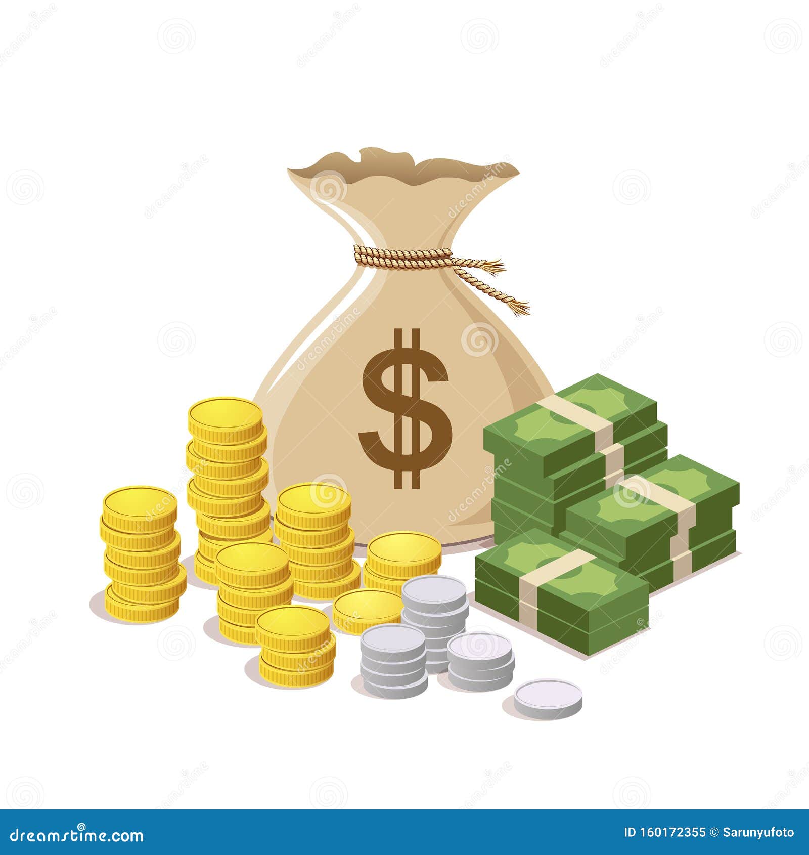 Vector Money Bag Design Isolated on White Background Stock Vector ...