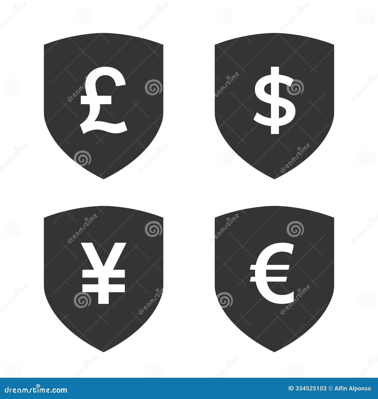 Vector Money Currency with Shield Icon Set Stock Illustration ...