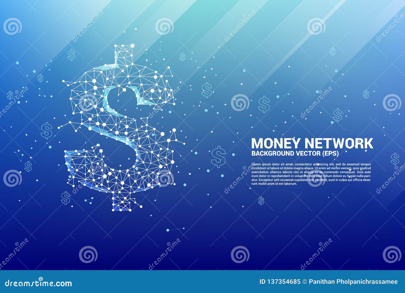 Vector Money Dollar Icon from Polygon Dot Connect Line. Stock ...