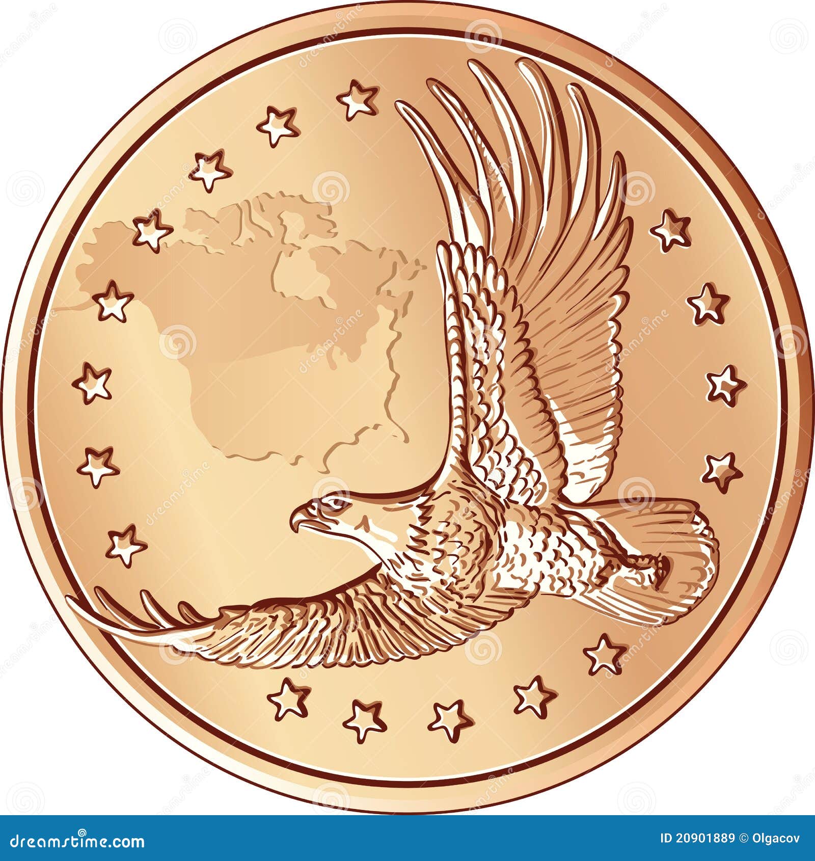 Vector Money Gold Coin With The Flying Eagle Stock Vector ...