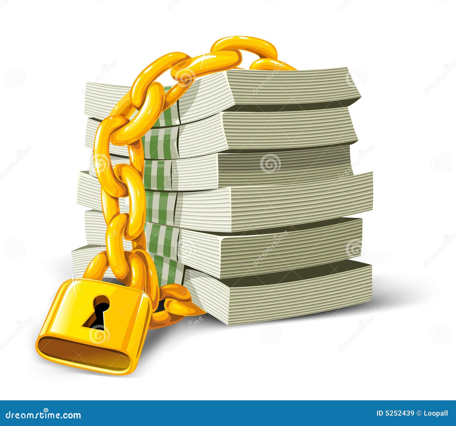 Vector Money with Gold Lock Isolated Stock Illustration - Illustration ...