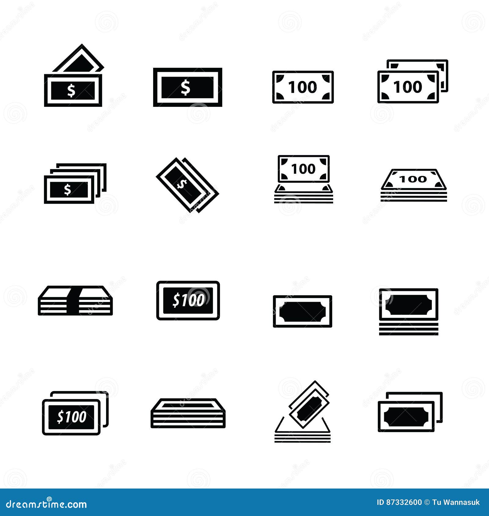 Vector money Icon Set stock illustration. Illustration of coin - 87332600
