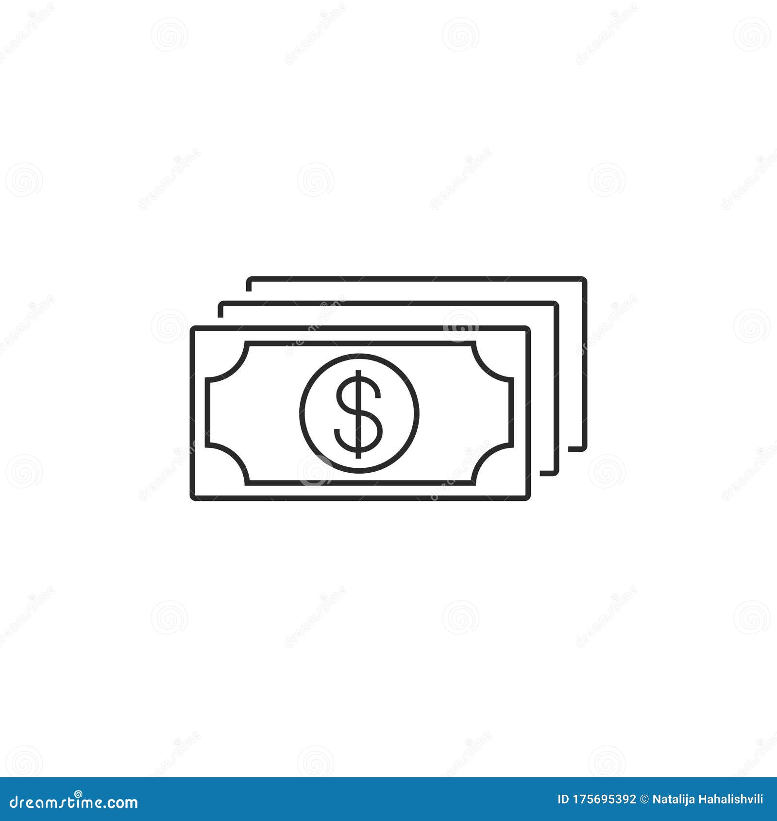 Vector Money Line Icon on White Flat Style Stock Vector - Illustration ...