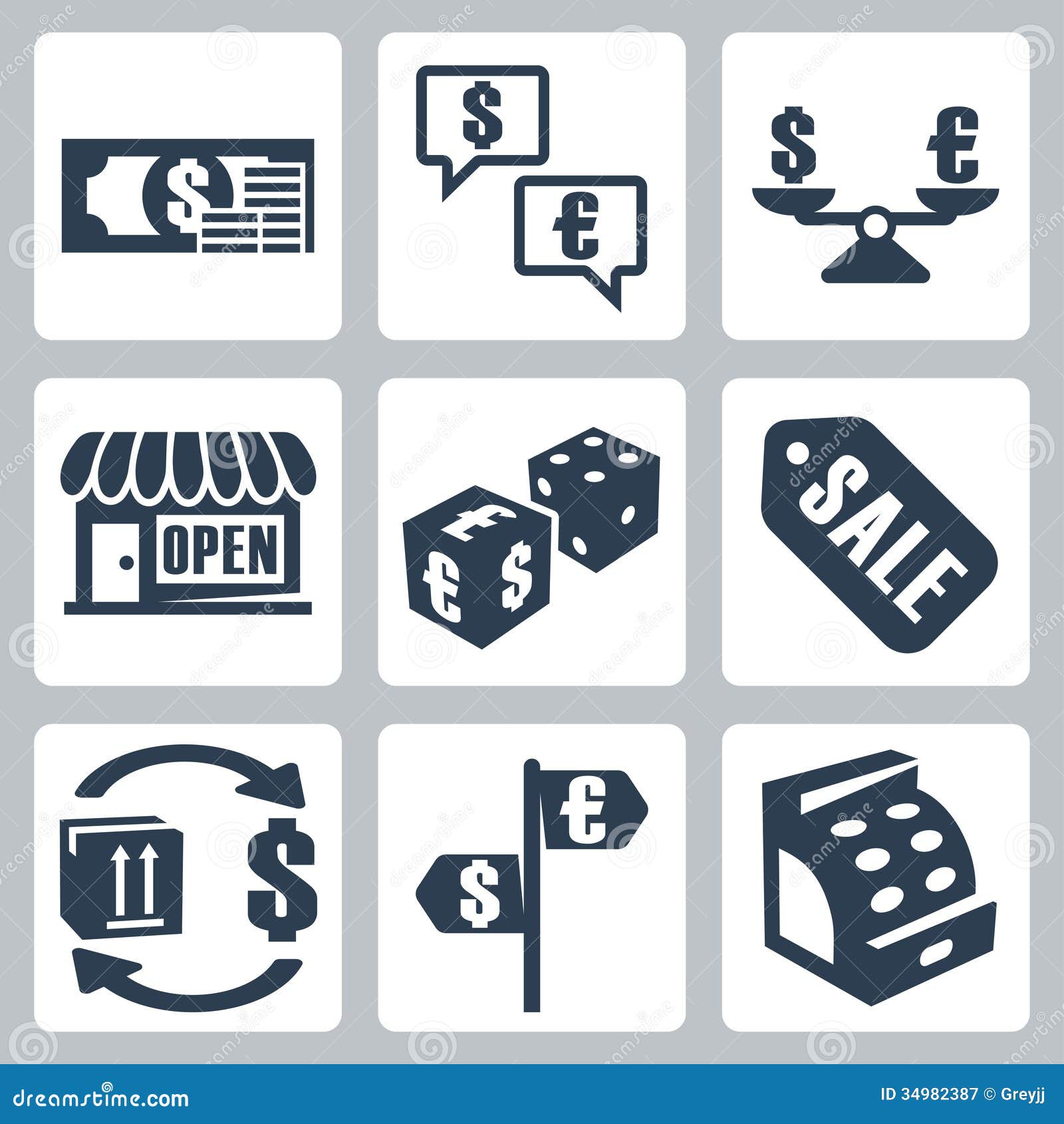 Vector Money/shopping Icons Set Stock Vector - Illustration of dollar ...