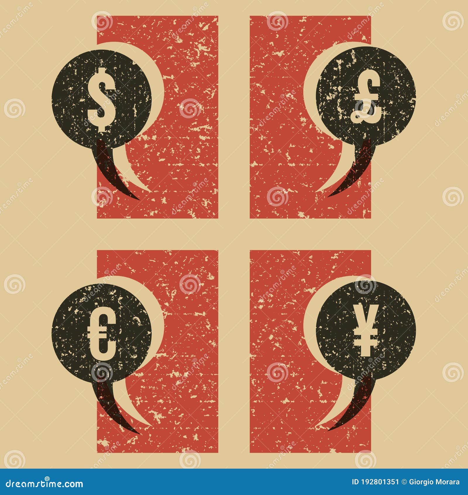 Vector Money Symbols Vintage Print Stock Vector - Illustration of ...