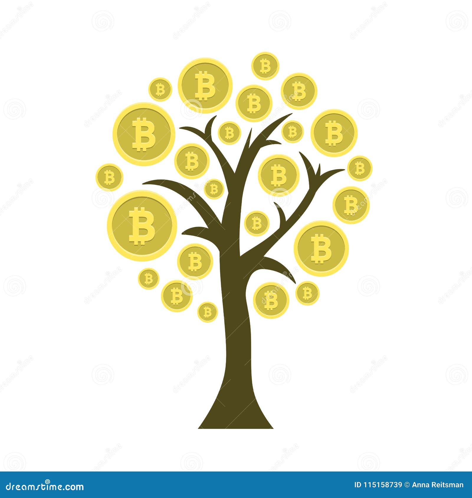 Vector Money Tree with Bitcoin Cryptocurrency Symbols Stock Vector ...