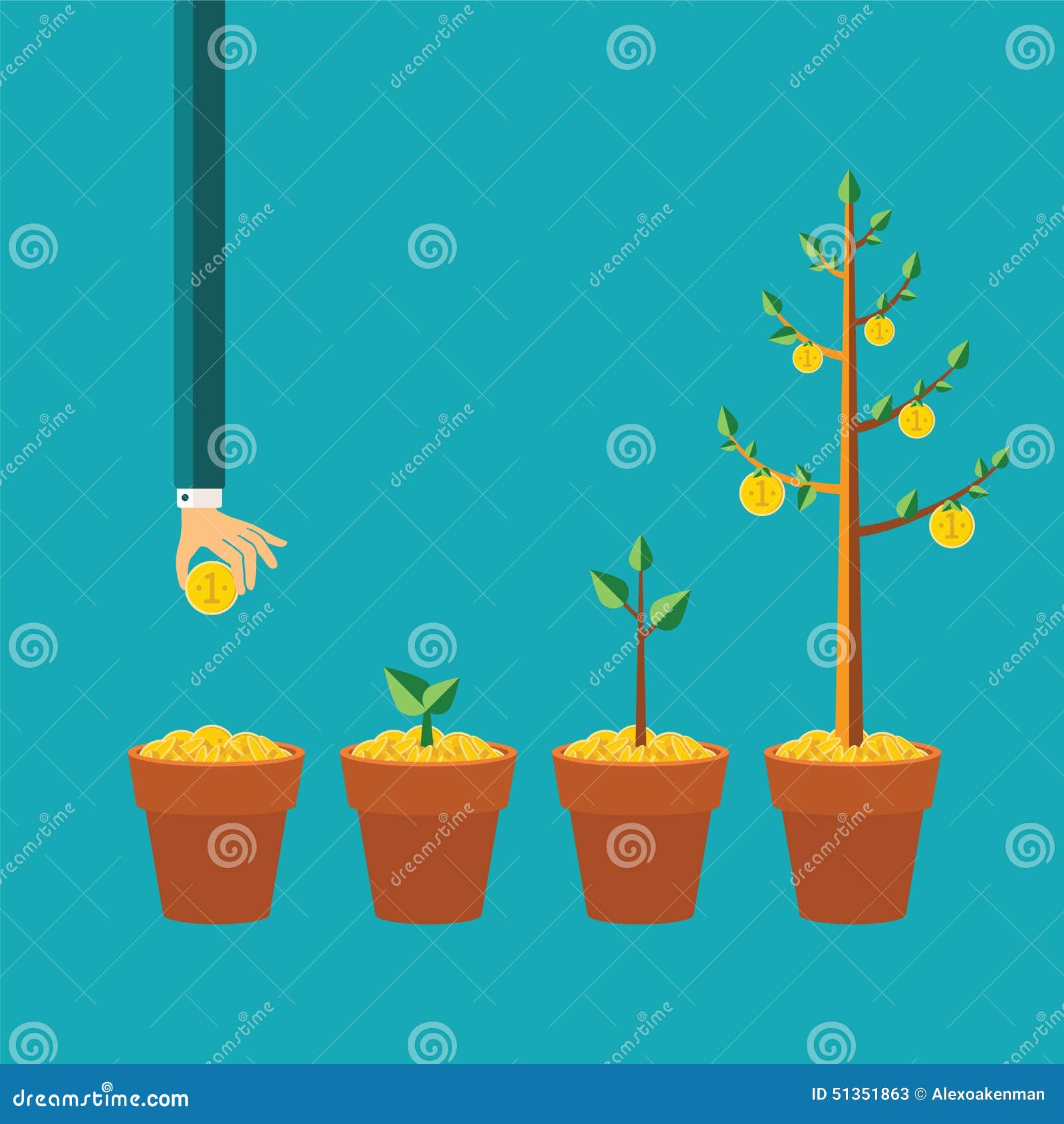 Tree Growth Stages. Vector Illustration. Ripening Period Progression ...