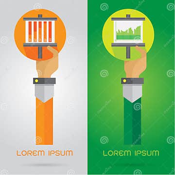 Vector Monitor Graph Circle Arm and Hand Stock Vector - Illustration of ...