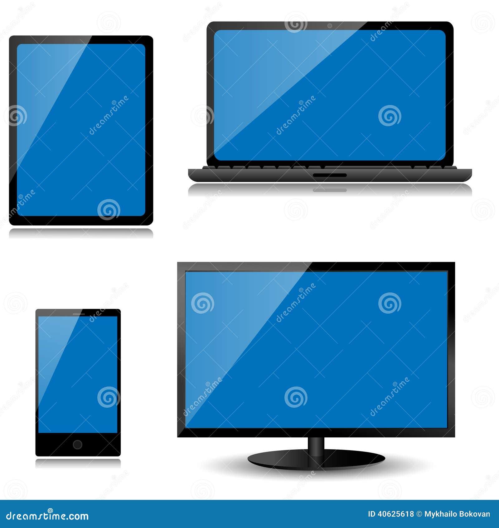 Vector Monitor, Laptop, Tablet Computer and Mobile Phone Stock Vector ...