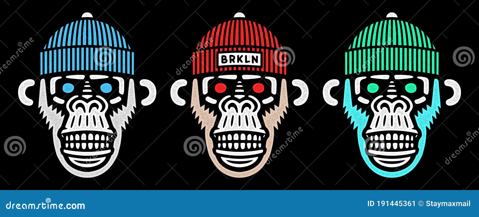 Vector Monkey Head. Retro Wild Hipster. Angry Chimp with Hat Stock ...