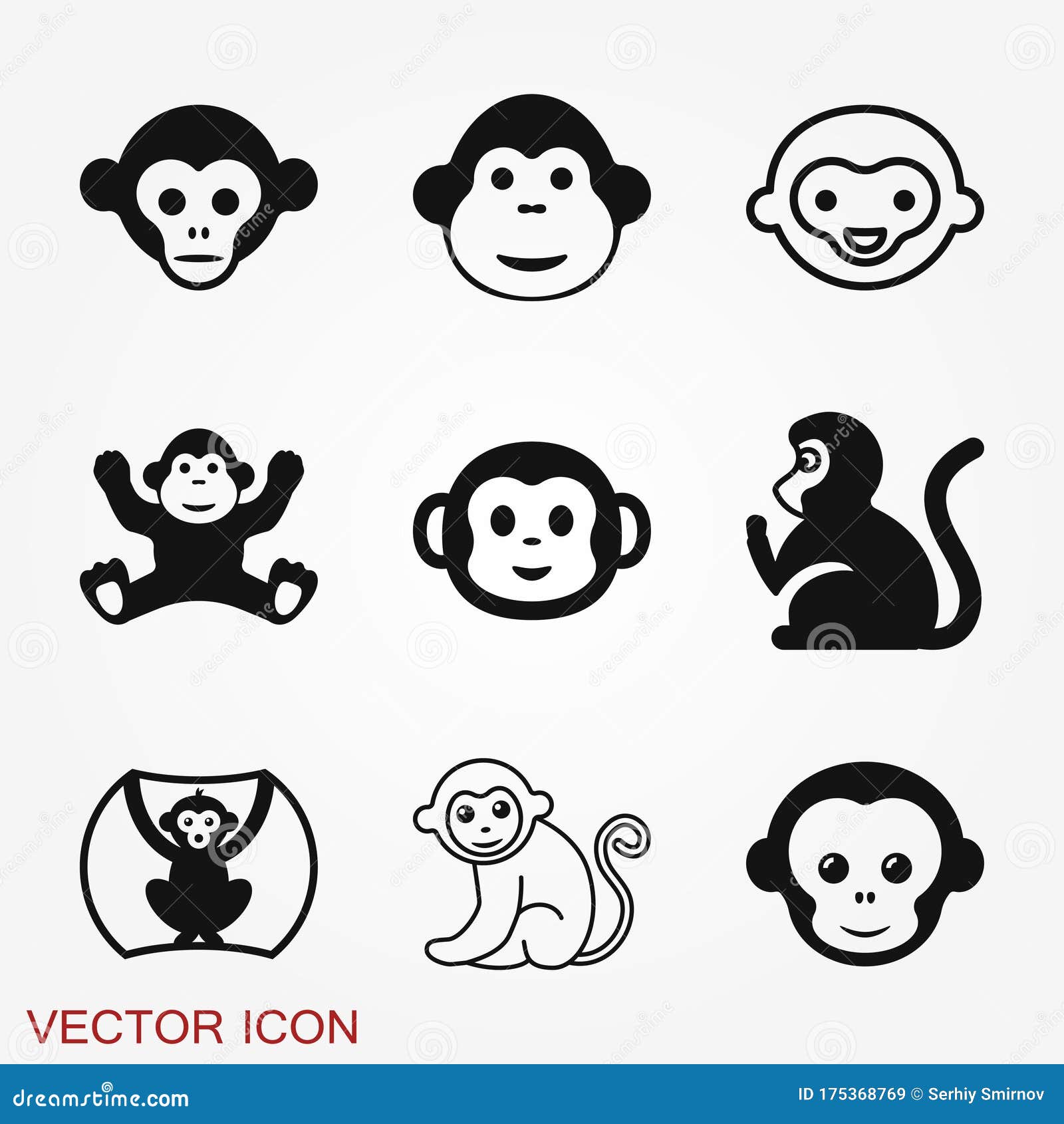 Vector Monkey Icon Isolated on Background. Animal Symbol Stock Vector ...