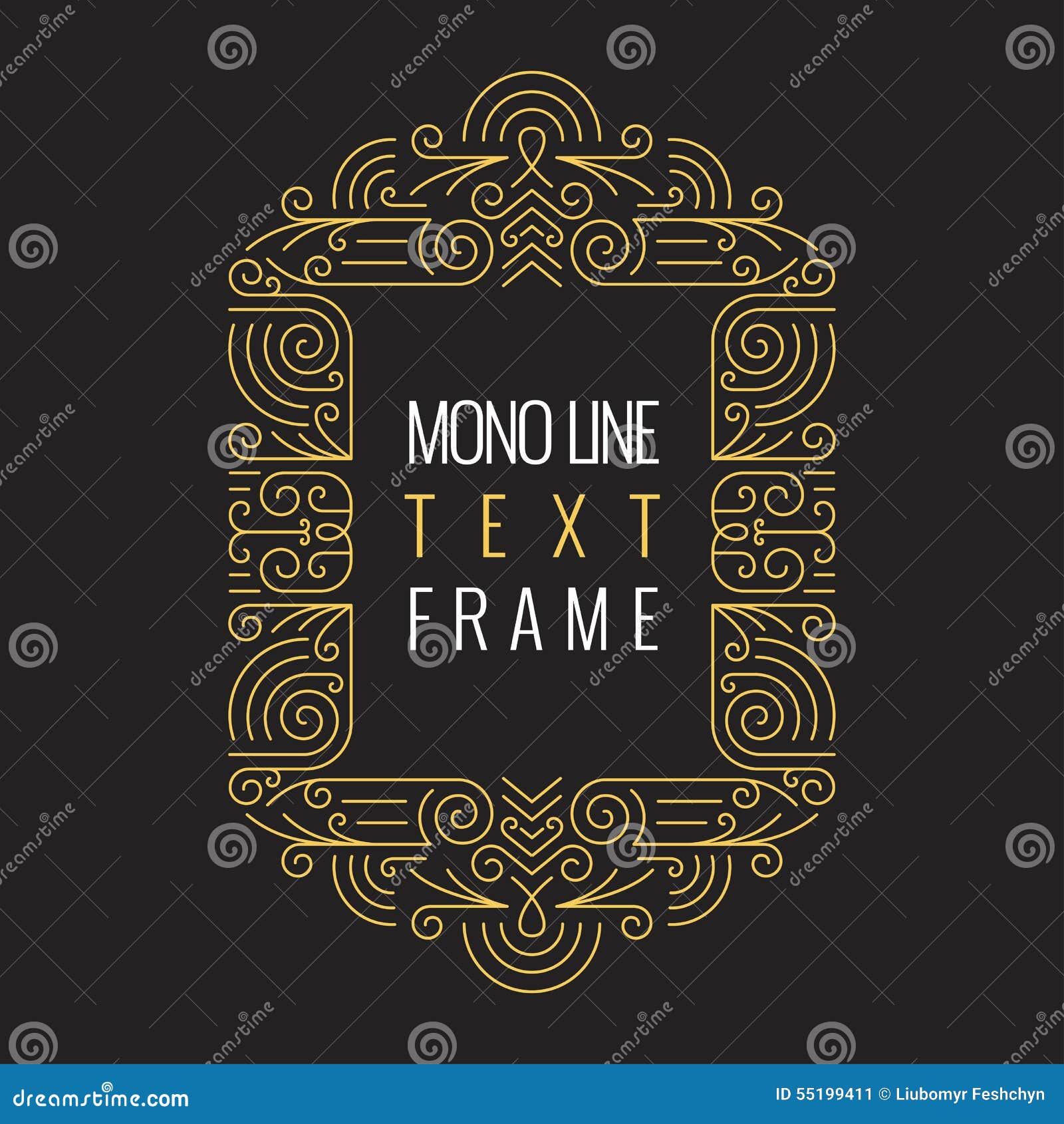 Vector Mono Line Style Geometric Frame Template for Text Stock Vector ...